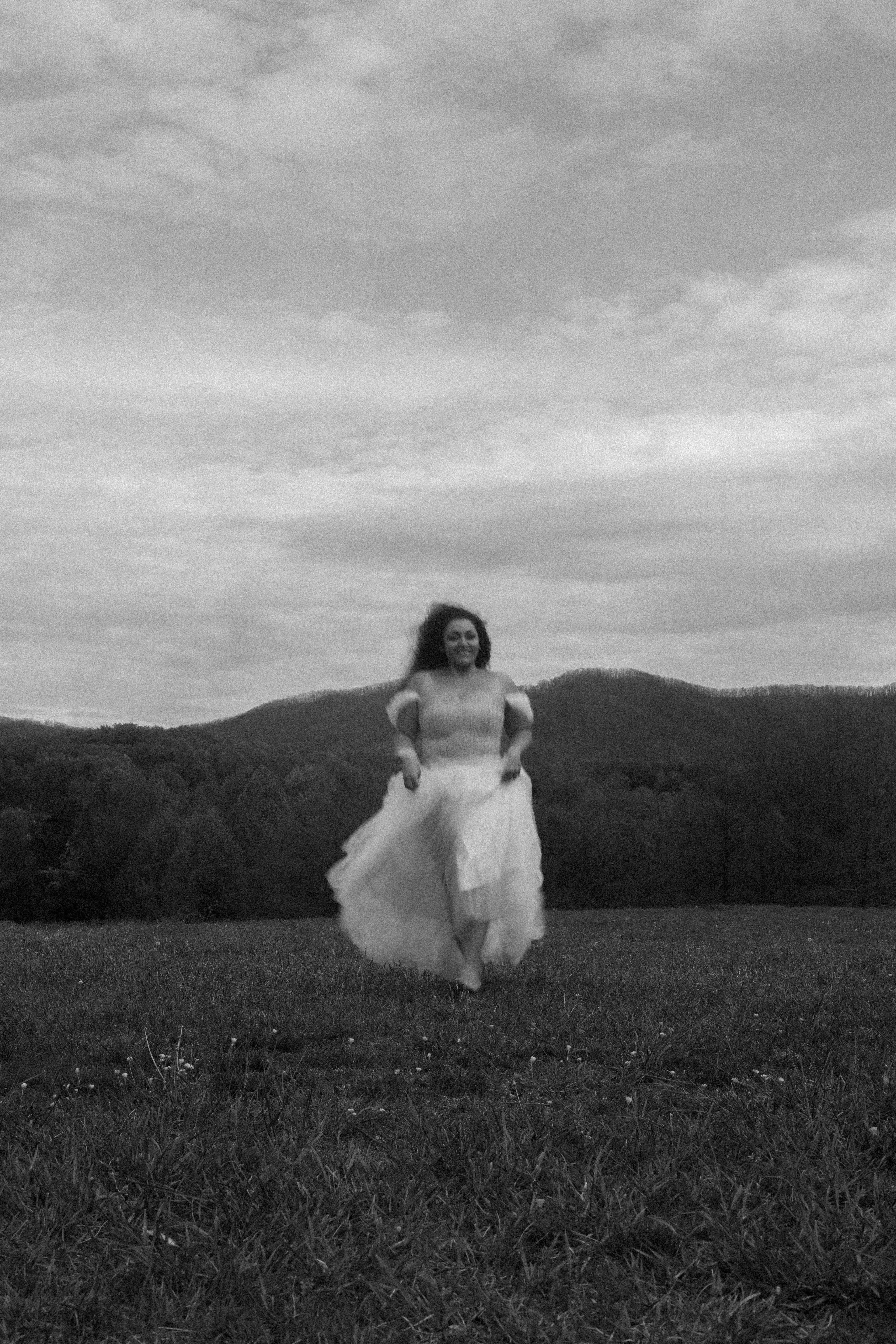 Running Toward Light: A Bride in a Field