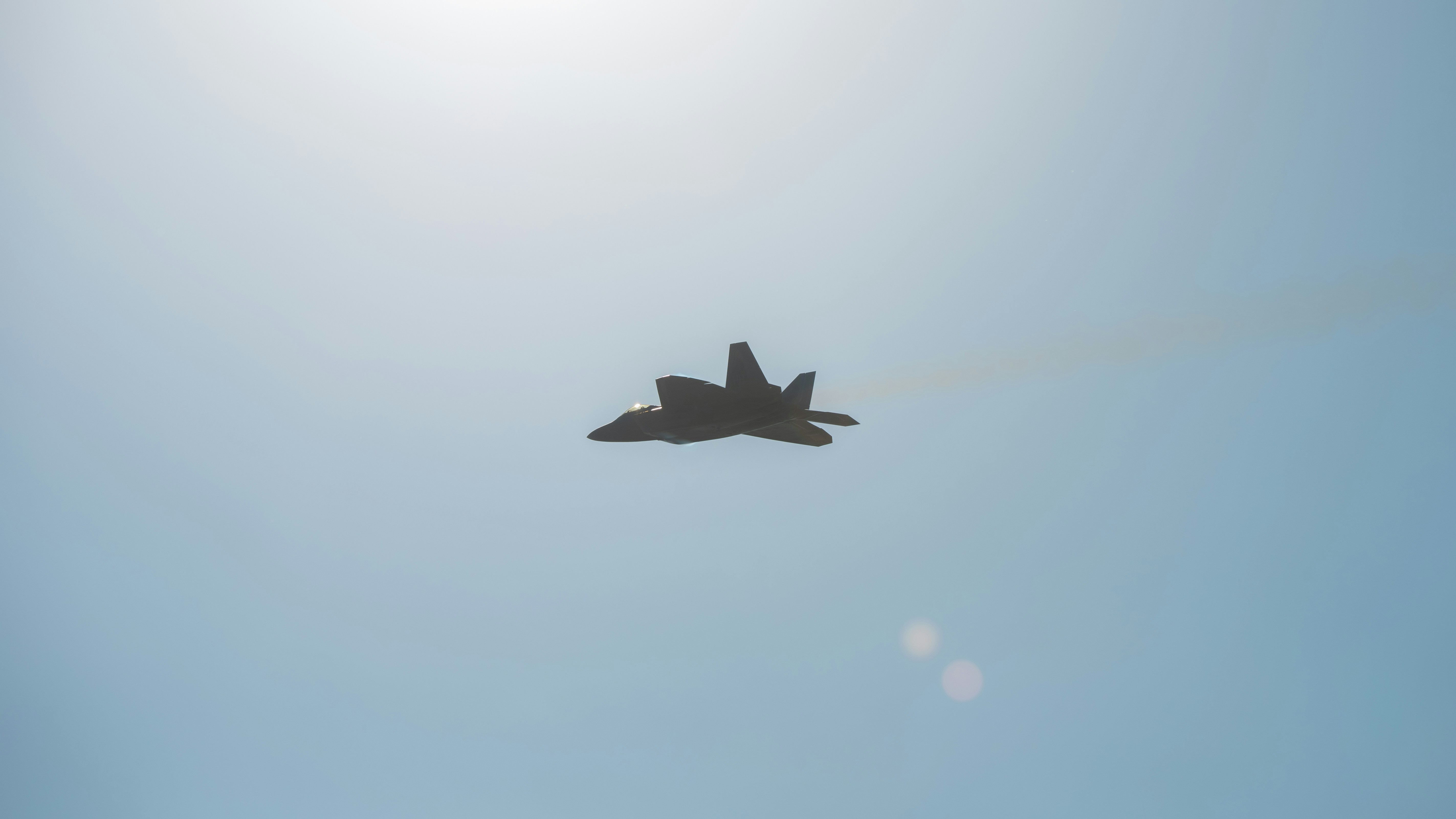 Solitary Falcon: A Jet Carves the Sky Under a Pale Sun