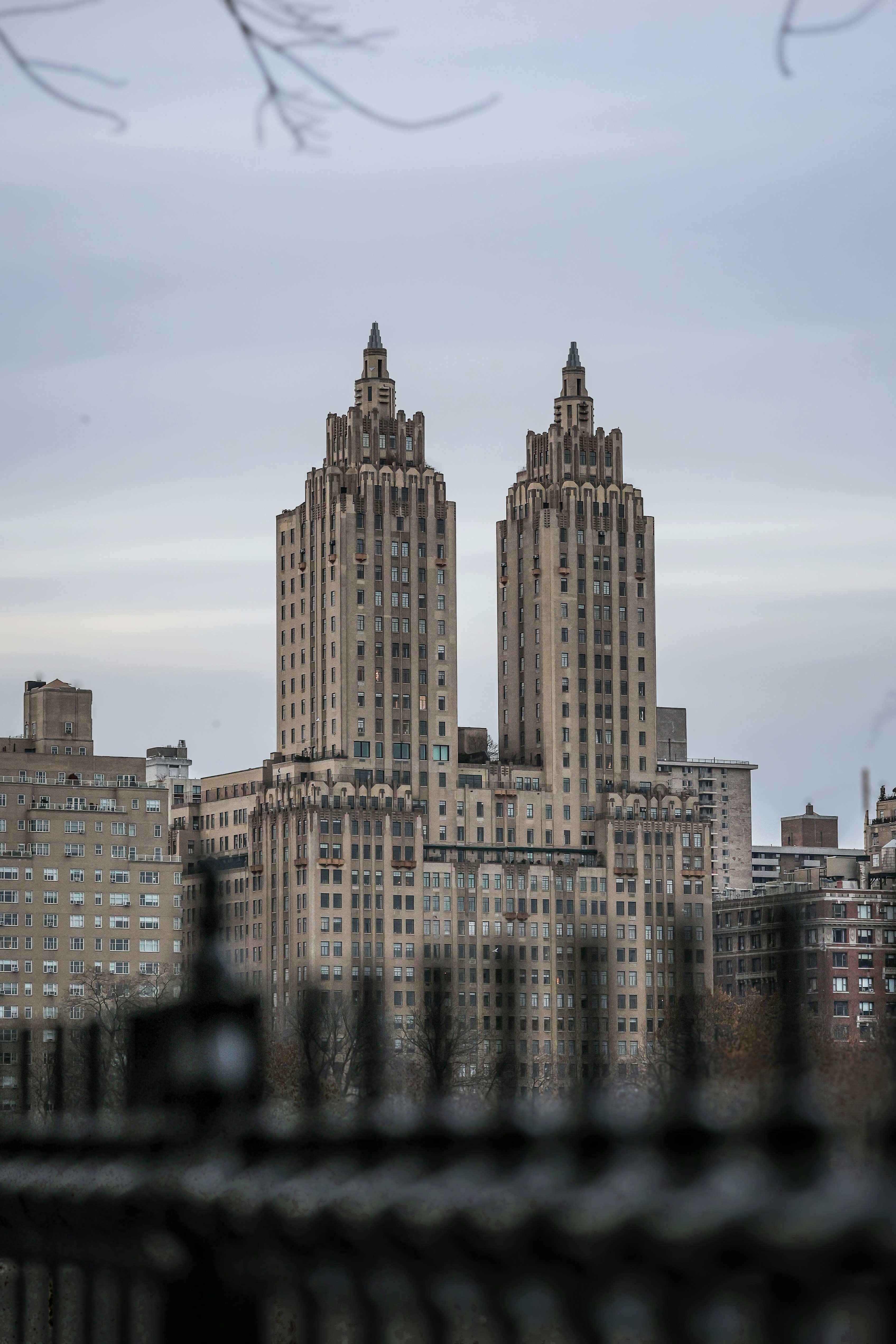 Twin Art Deco Towers Rising Over the City Horizon