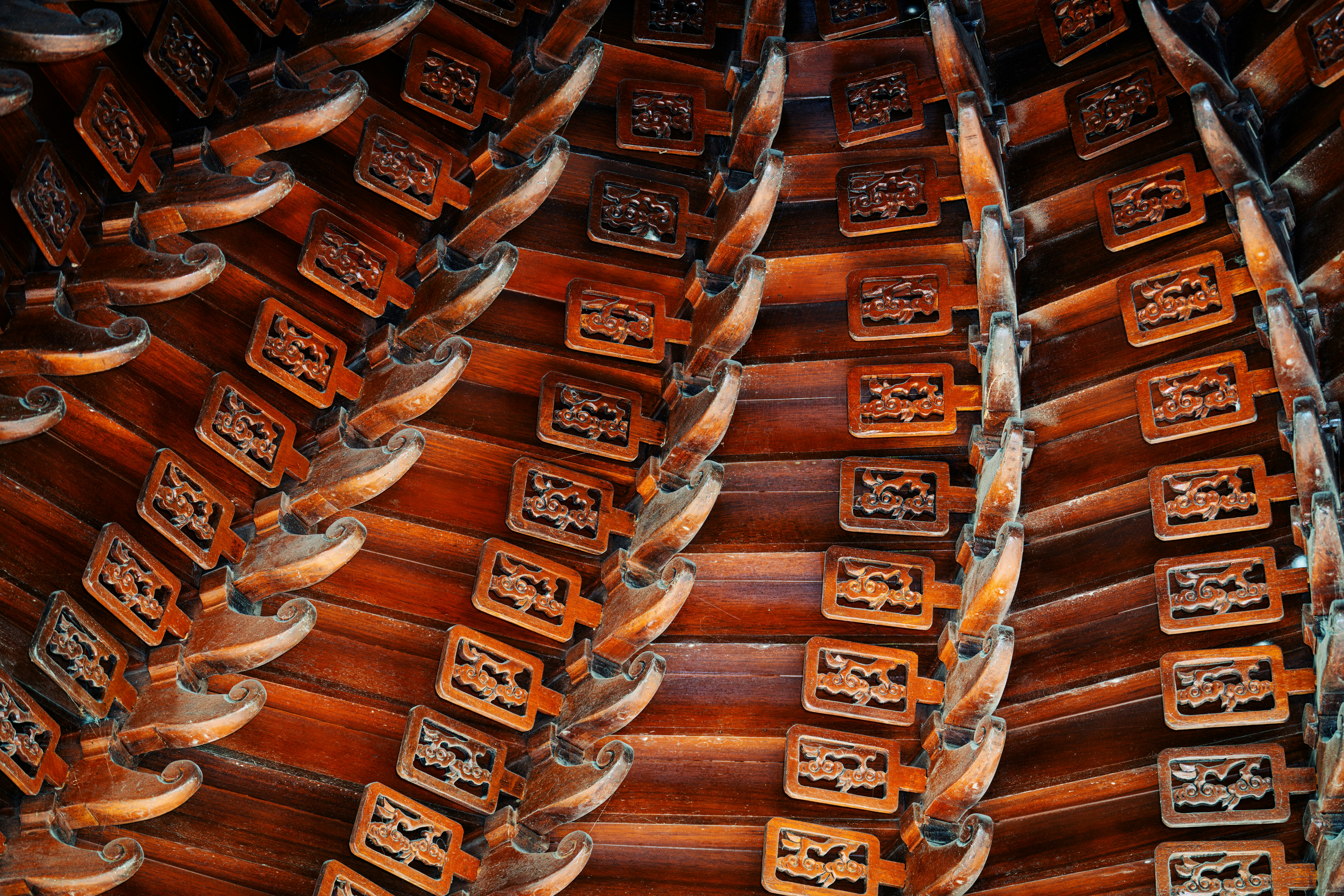 Curved Wooden Ribs: An Abstract Maze of Carved Panels