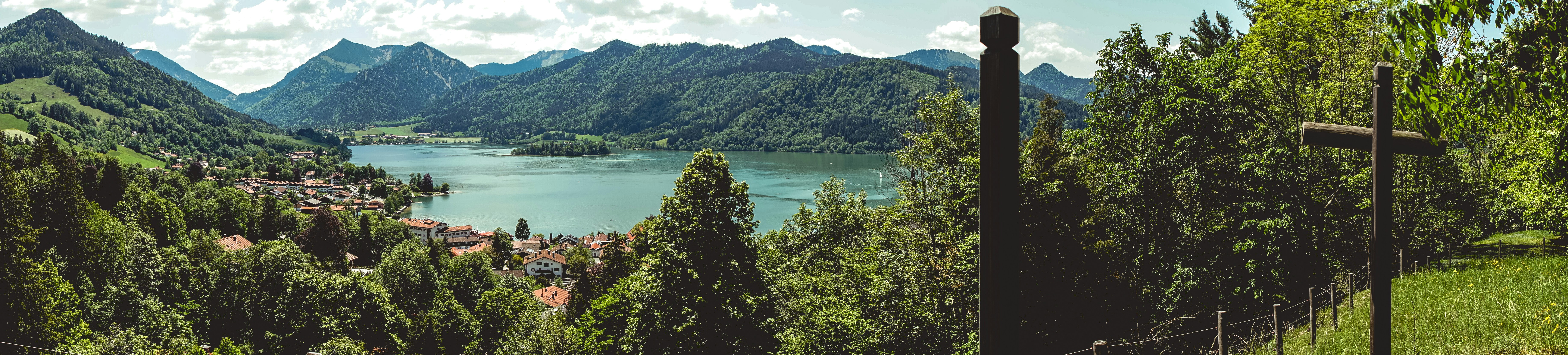 Lakeside Valley Panorama with Alpine Crossroads