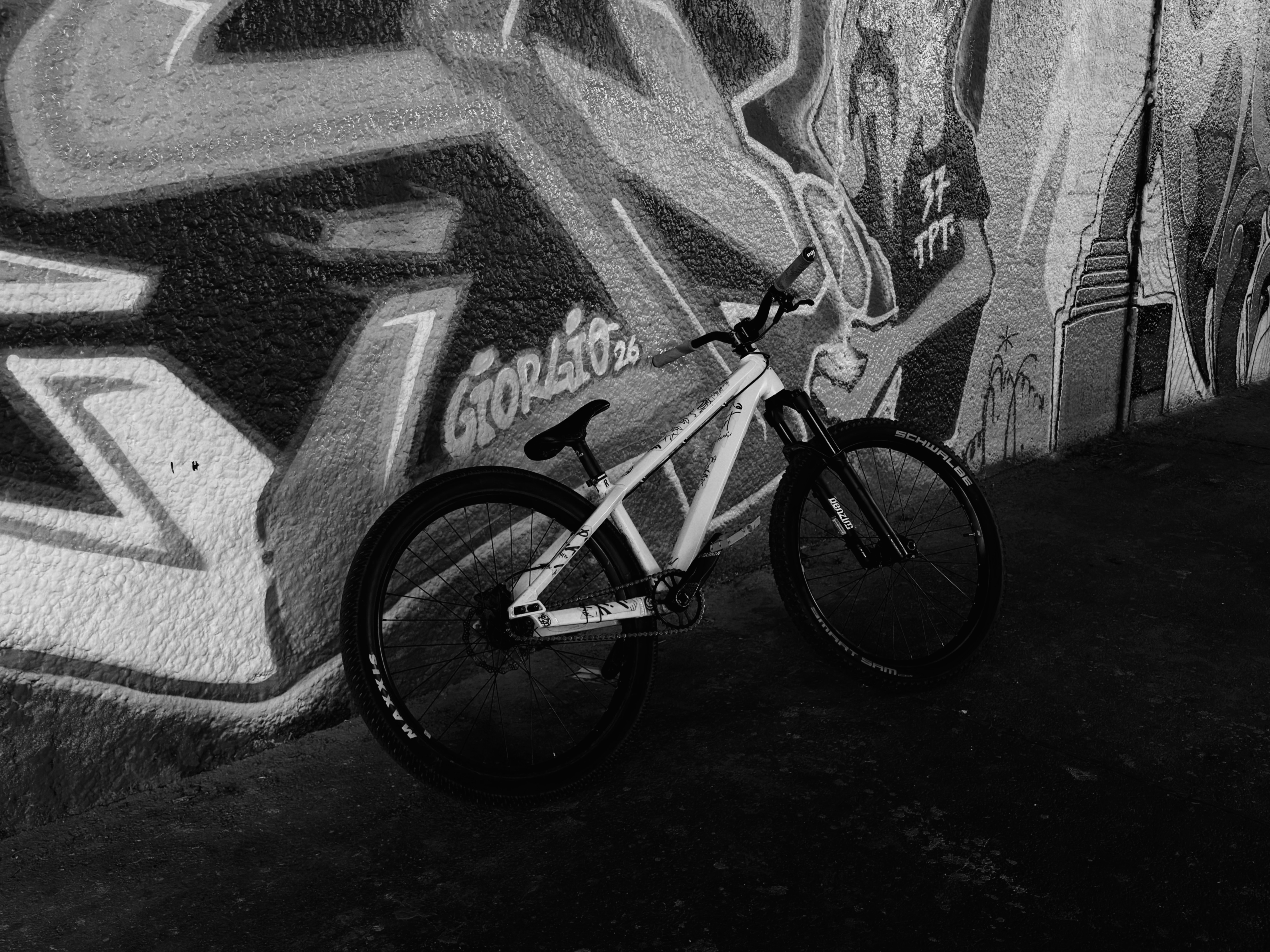 Graffitied Bicycle: Moonlit Concrete Canvas