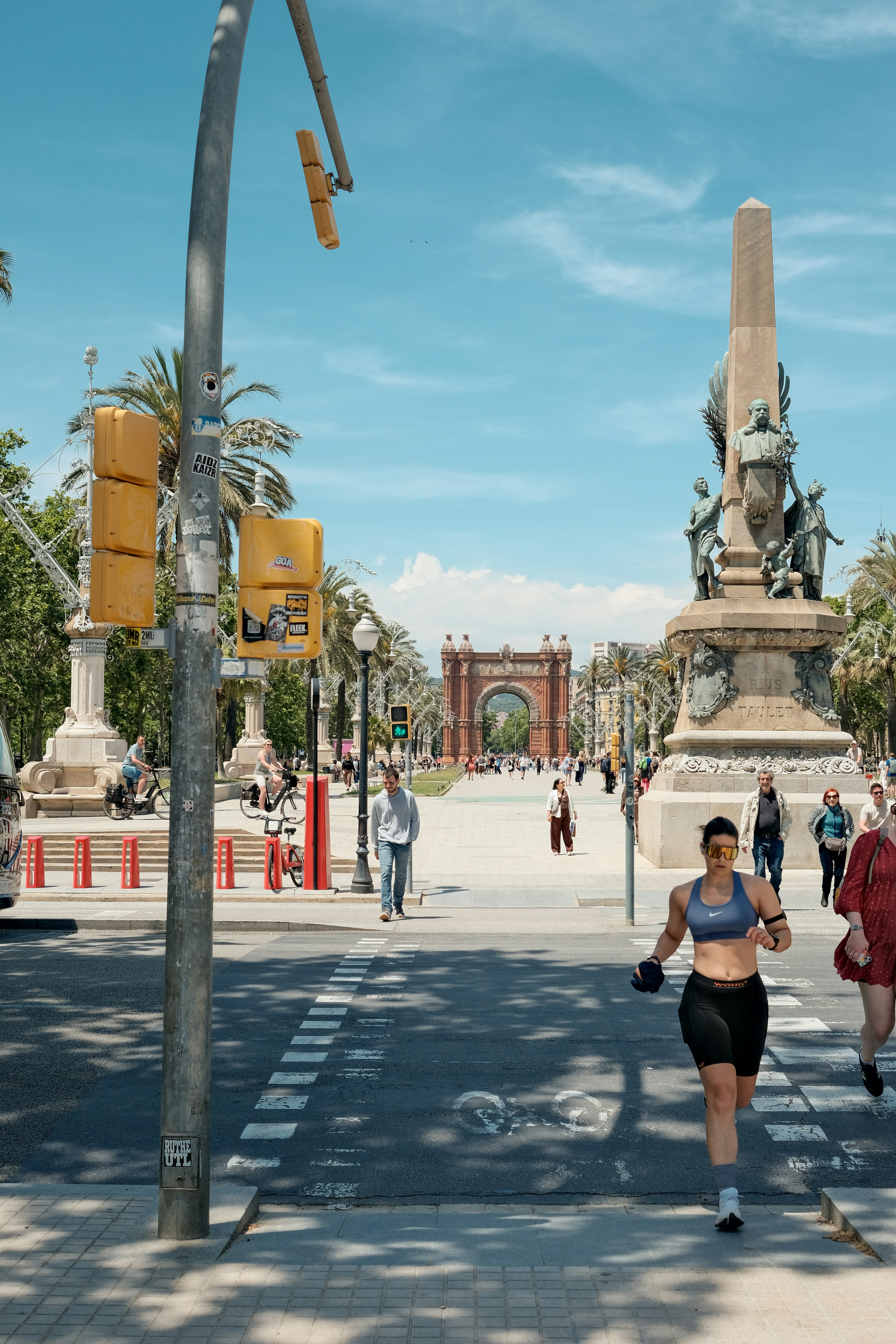 Marathon through a Plaza: Runner at the Foreground with Archway Horizon