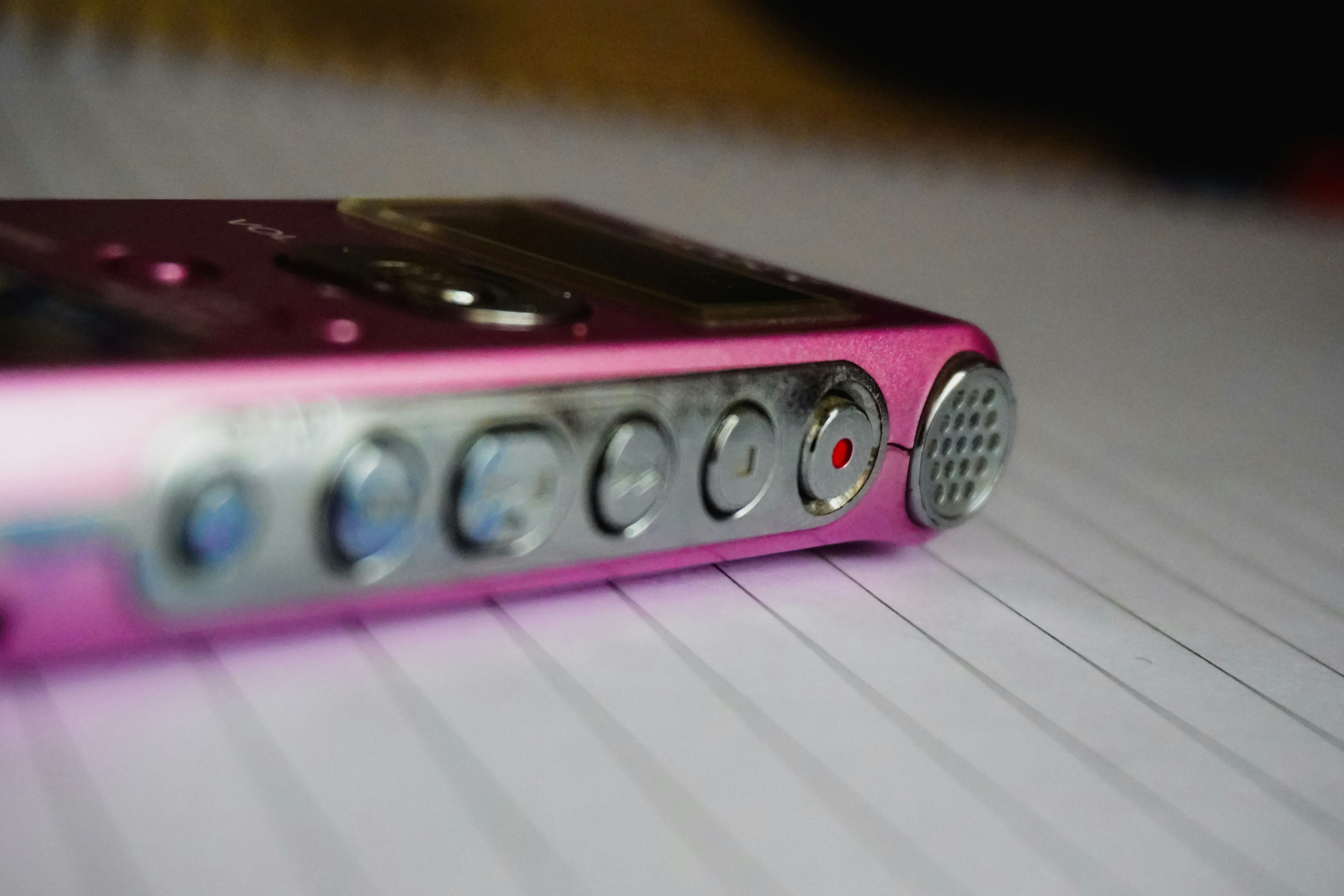 Pink Microcamera Edge: A Close-Up of the Portable Lens Array