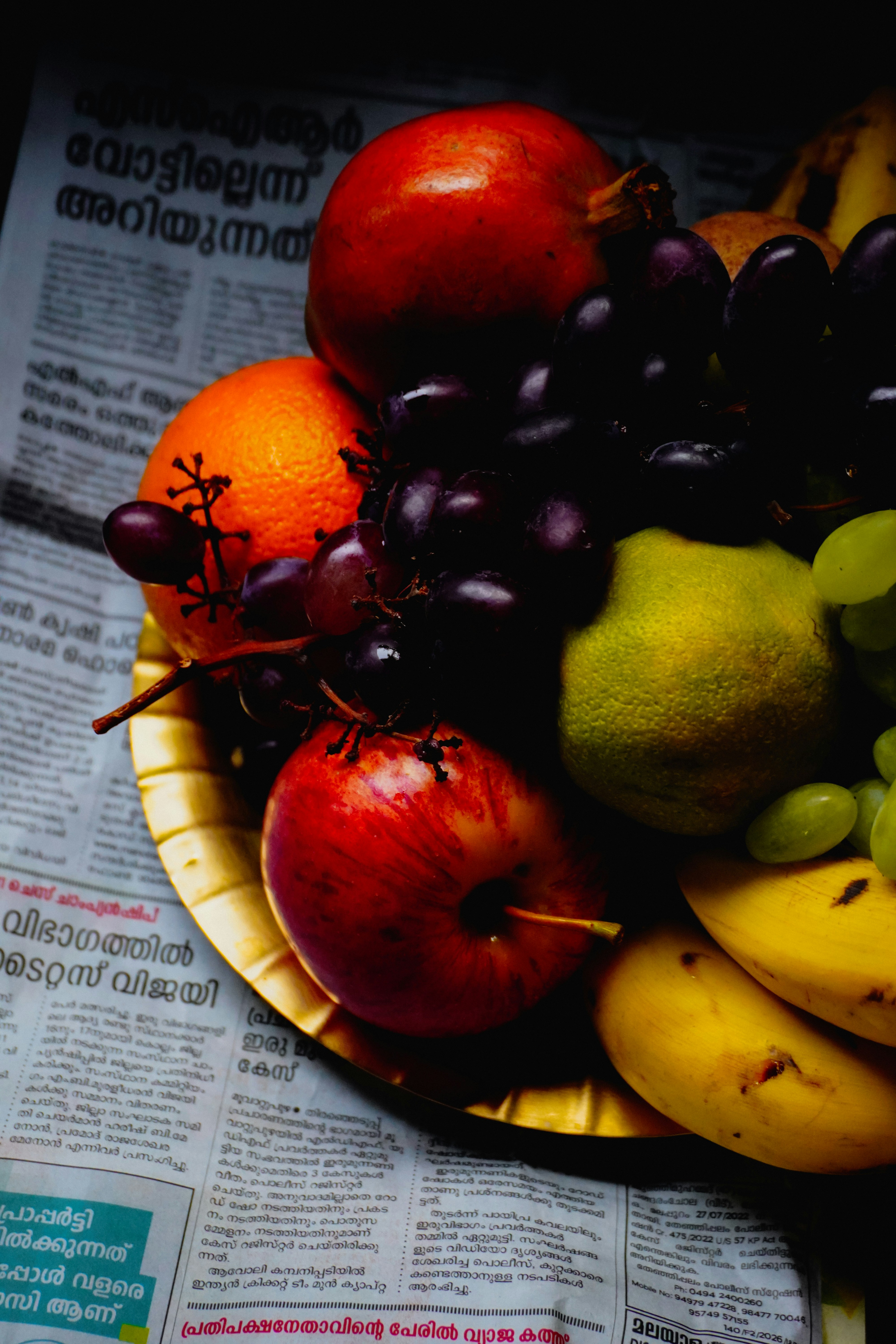Fruit Basket in Shadowed Spotlight