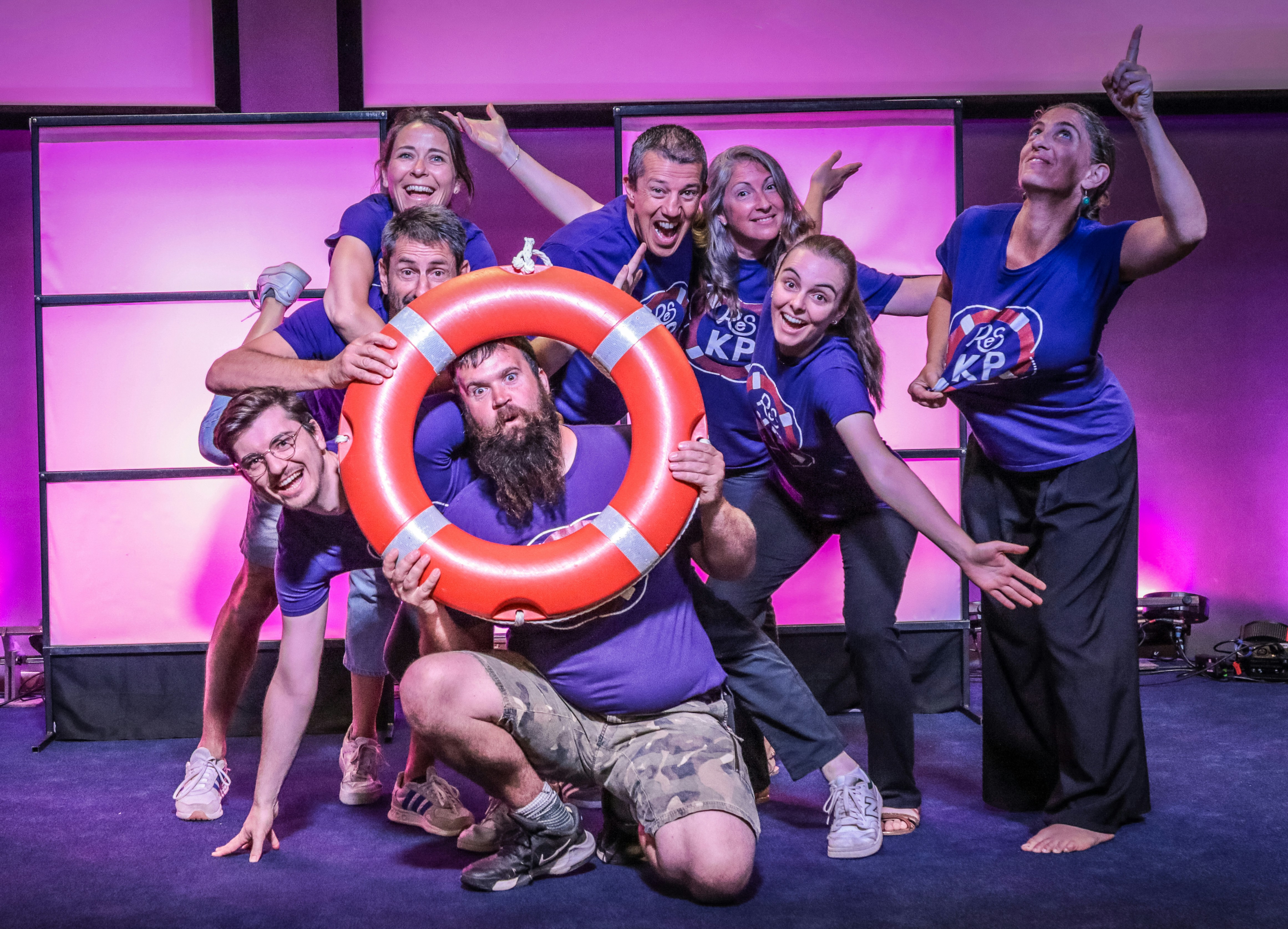 Lifebuoy Laughs: Group on Stage with Central Bearded Figure