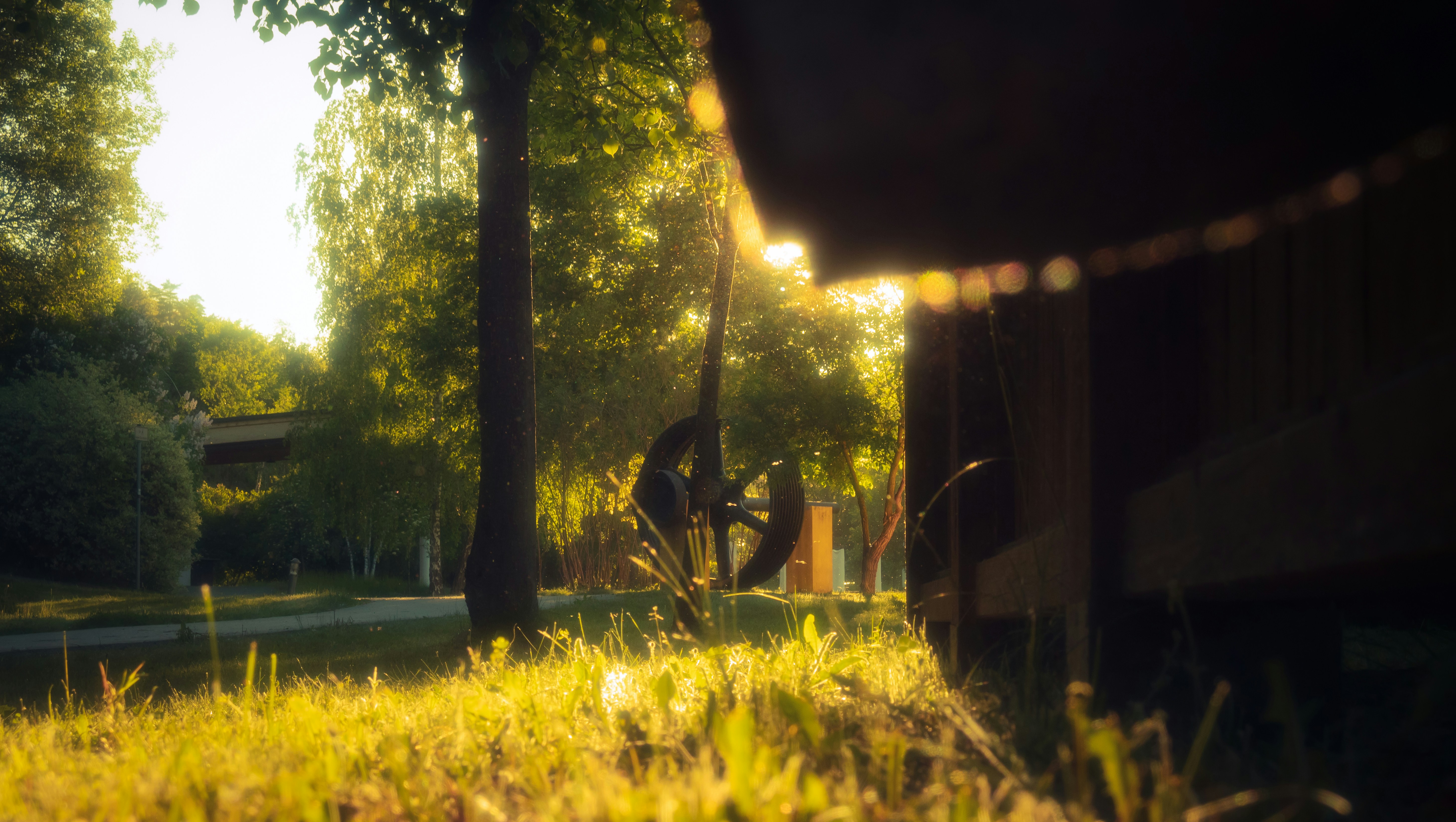 Sunlit Playground Silhouette at Dusk