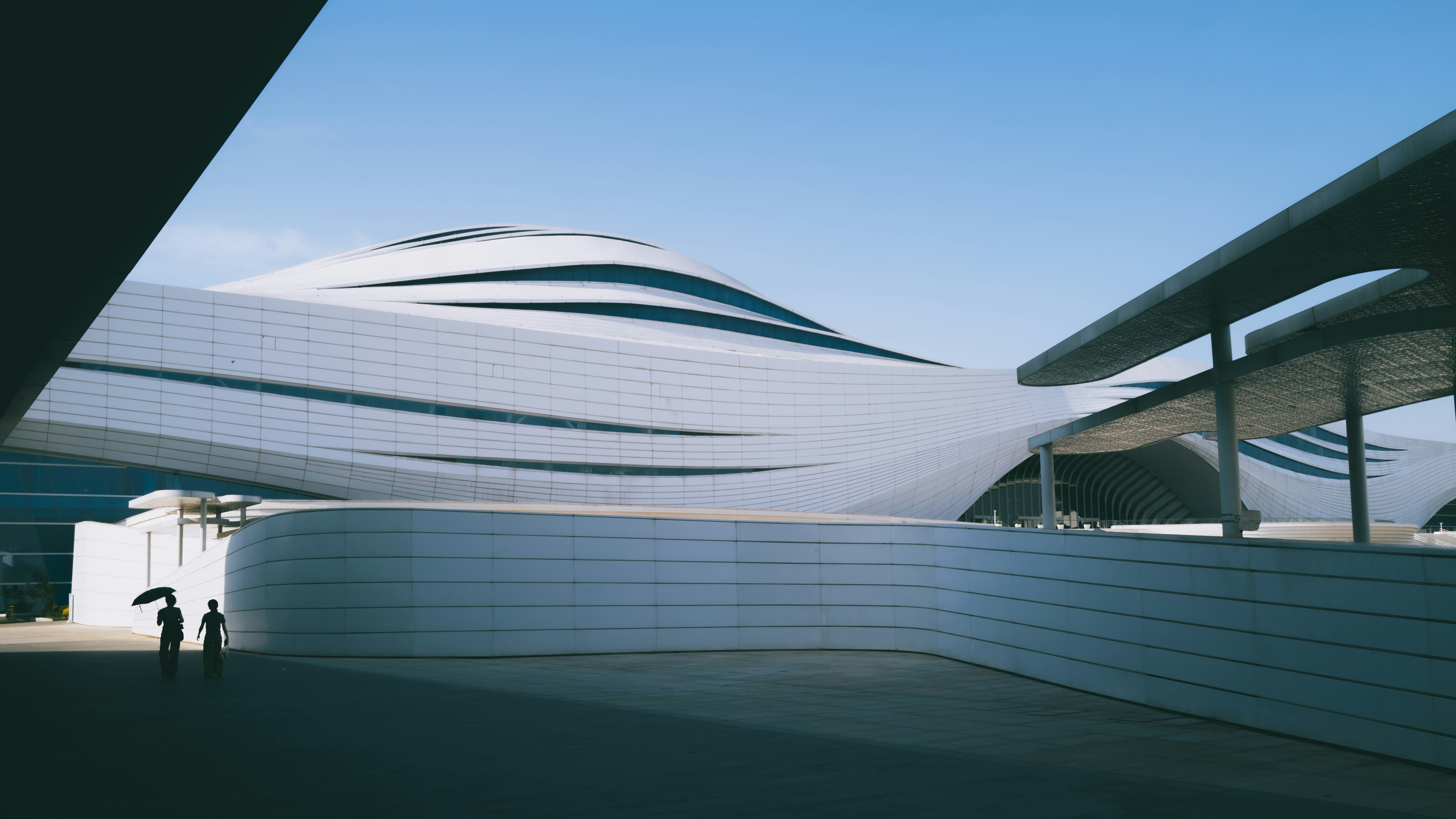 Futuristic Pavilion Silhouettes at the Edge of Light