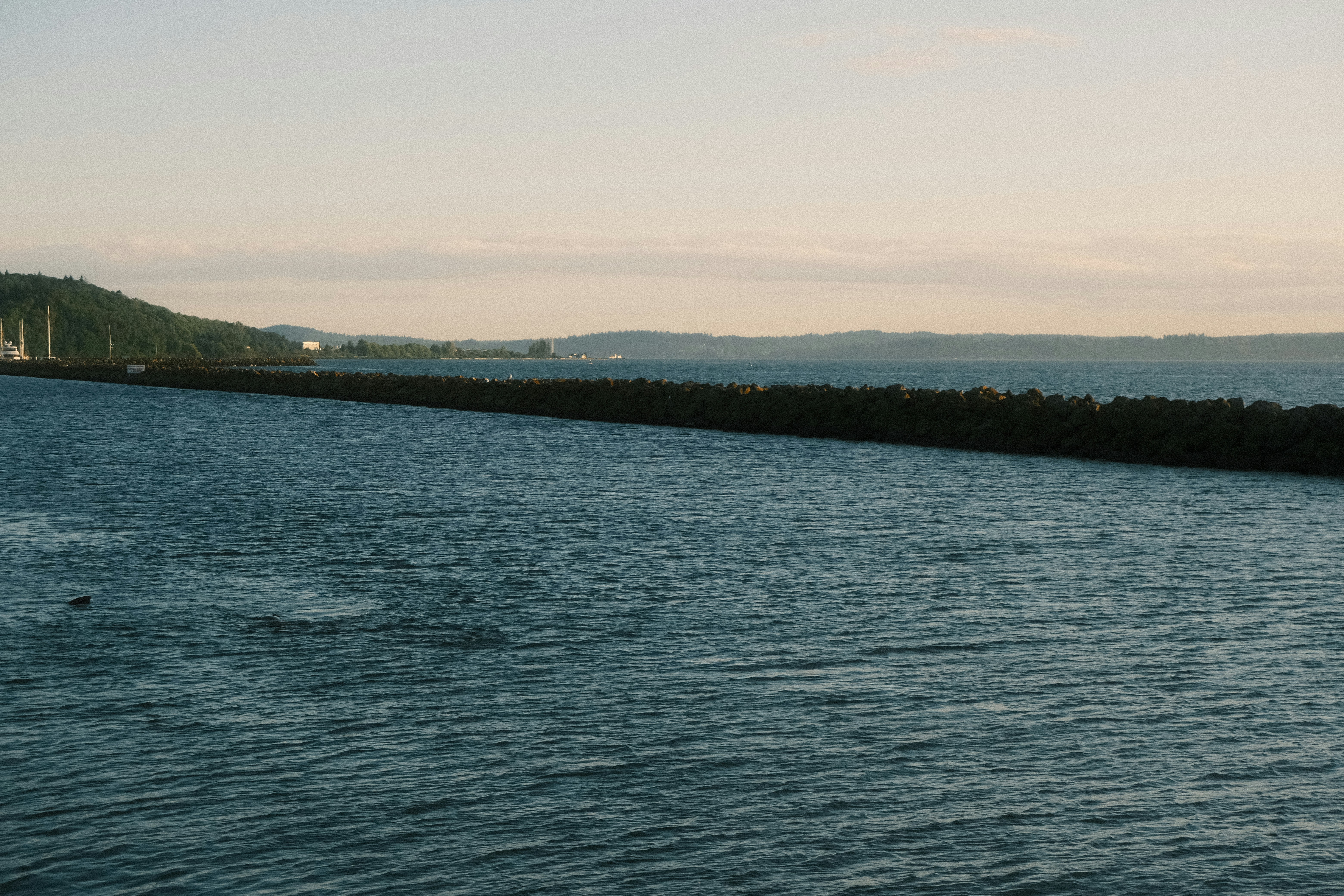 Calm Horizon Over a Quiet Breakwater