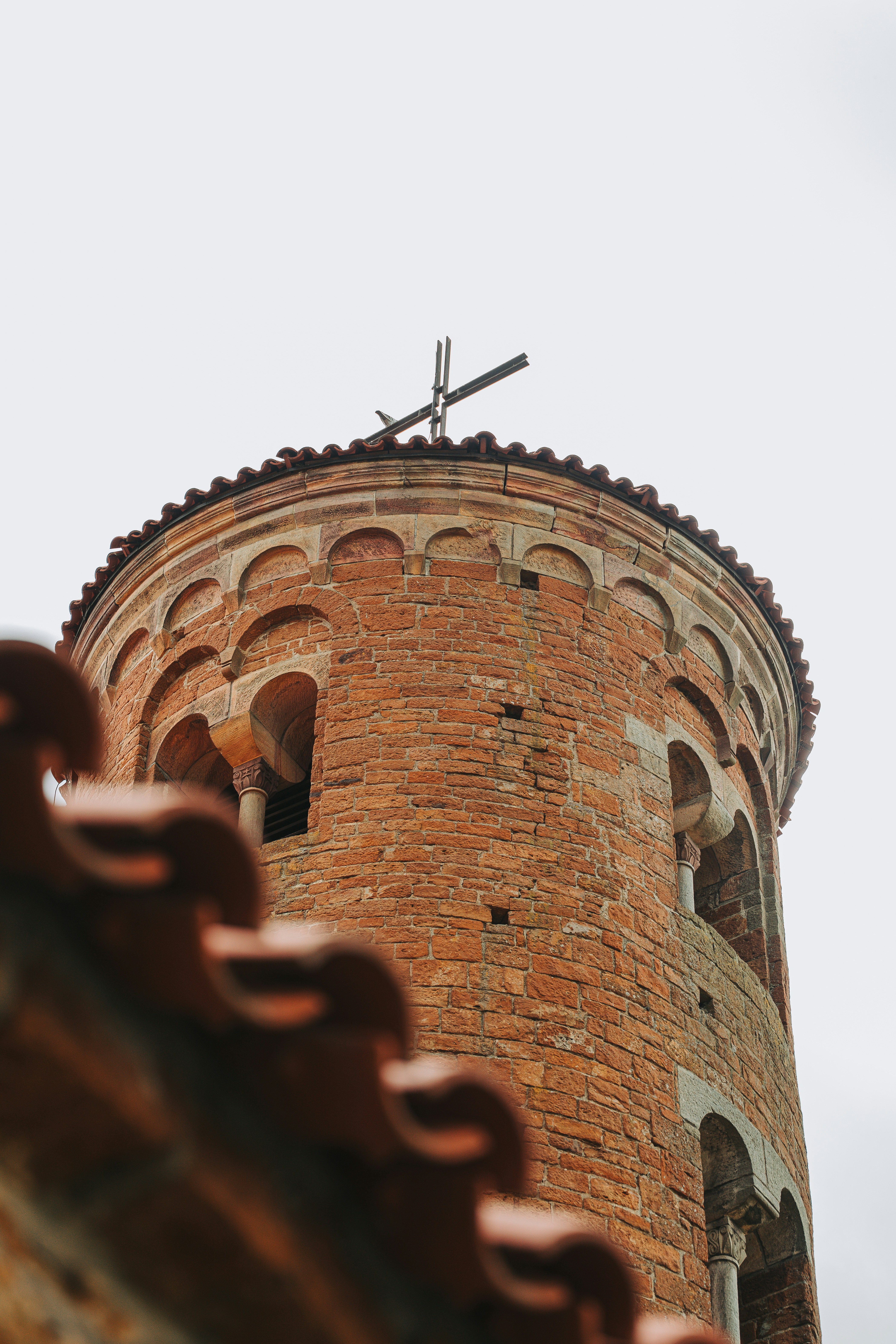 Towering Brick Cone: A Weathered Roundhouse Reaches for the Sky