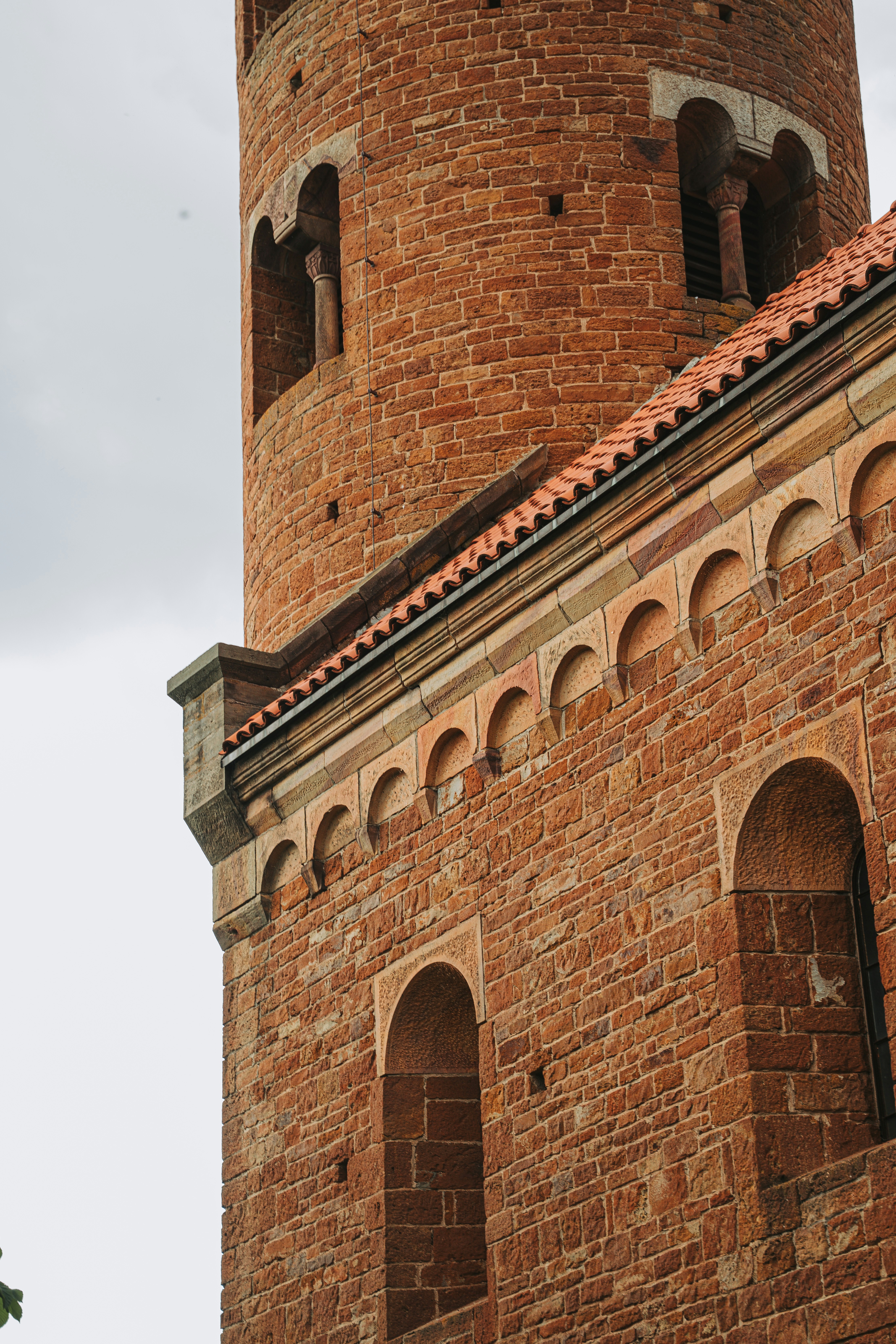 Brick Turret in Sunlit Fortified Wall