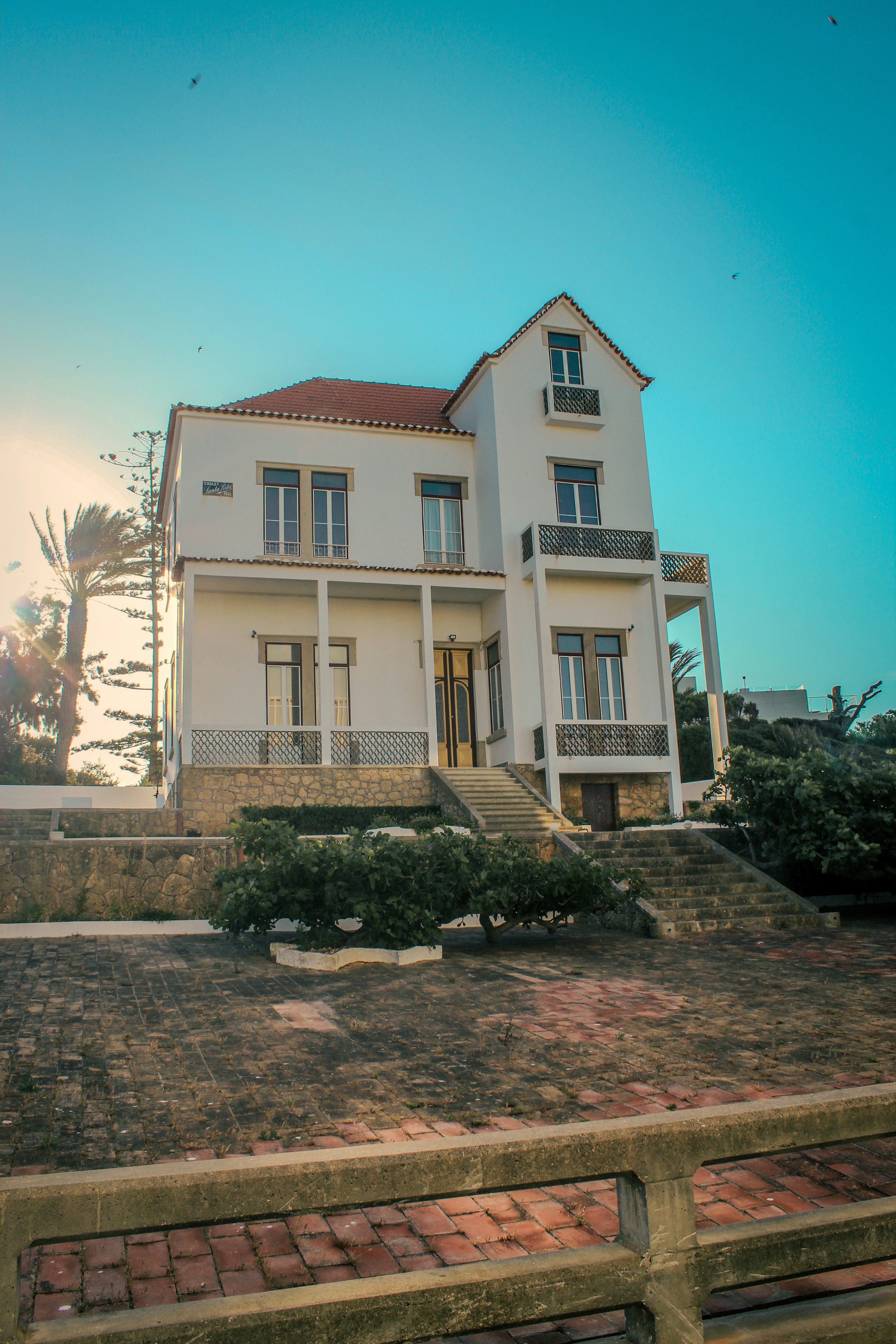 Coastal Villa Rising: A Sunlit White House on Terraced Grounds