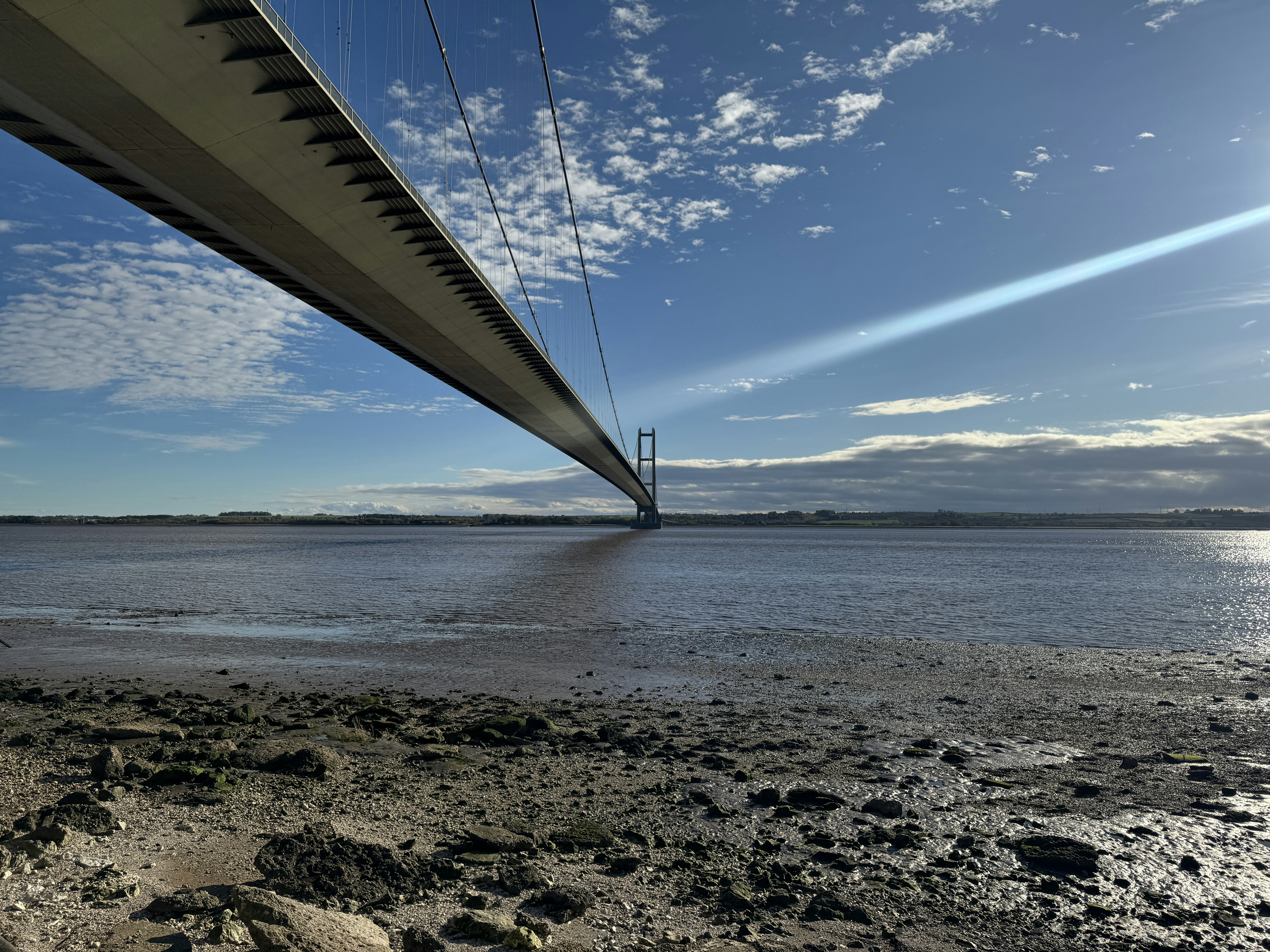 Bridge in Low Tide: A Long Shadow over the Quiet Shore