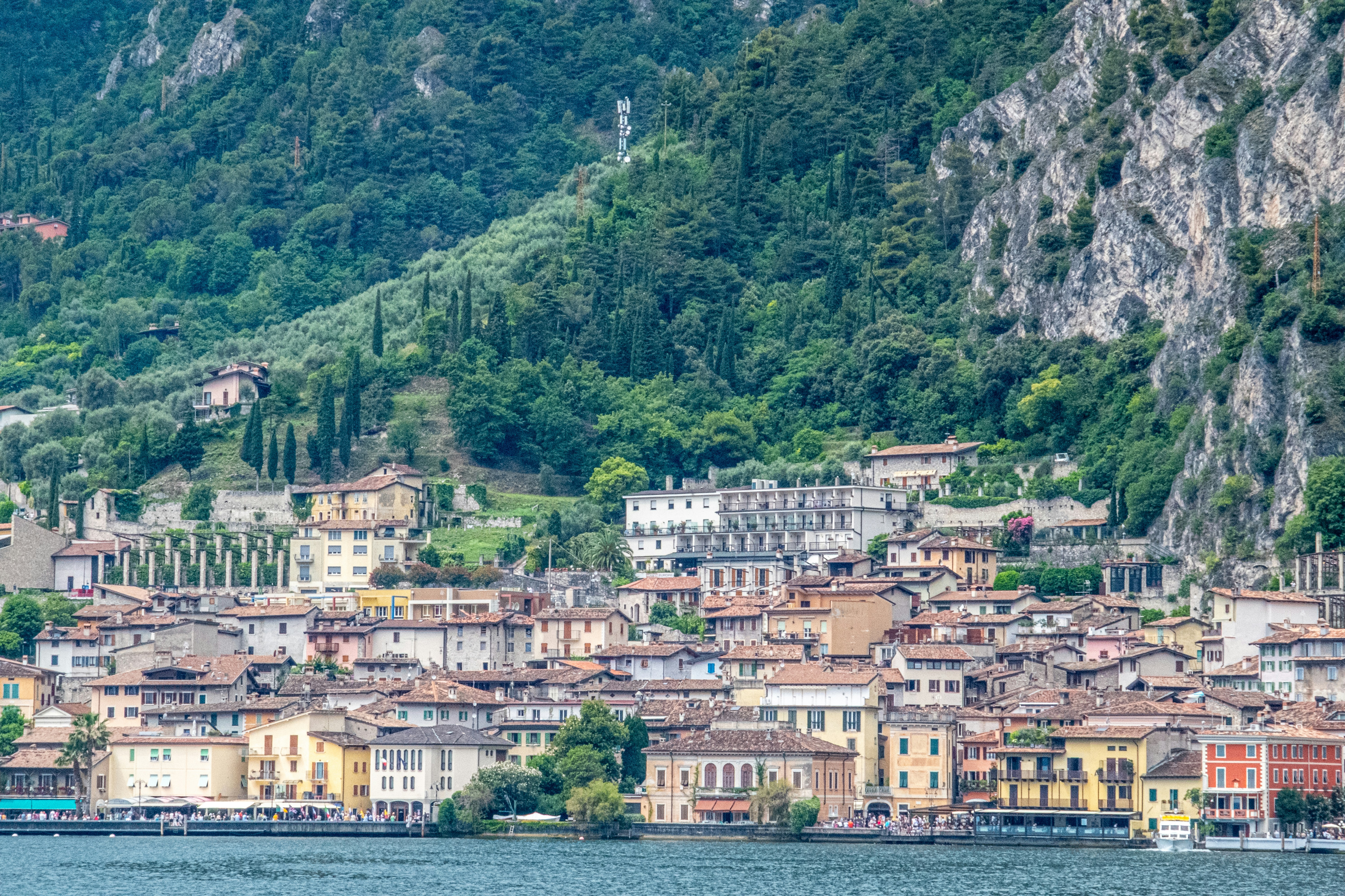 Lakeside Village Nestled at the Foot of a Verdant Mountain