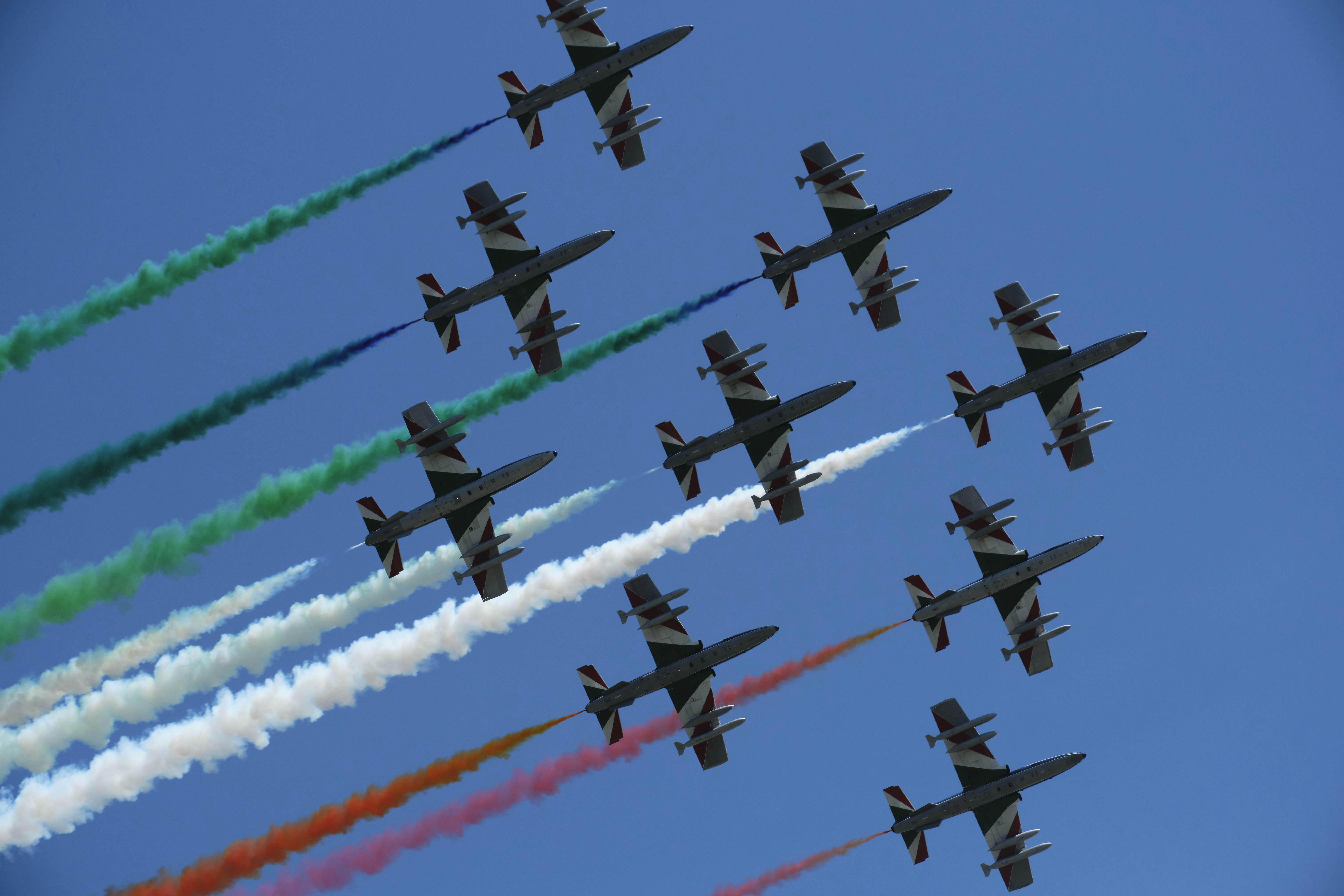 Colorful Contrails in a Sky-Borne Squadron