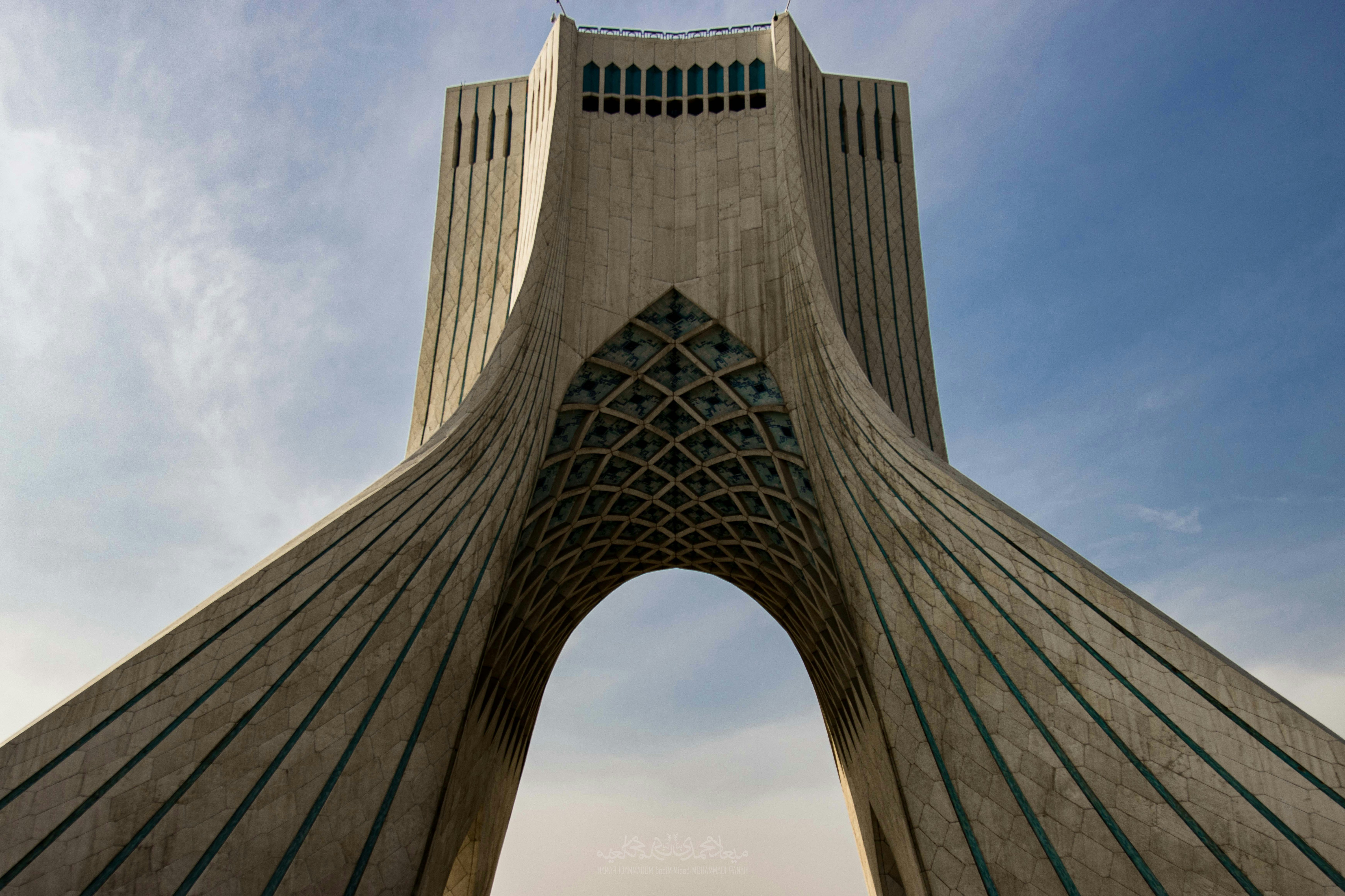Ascendant Arch: The Tehran Azadi Monument from a Ground-View Perspective