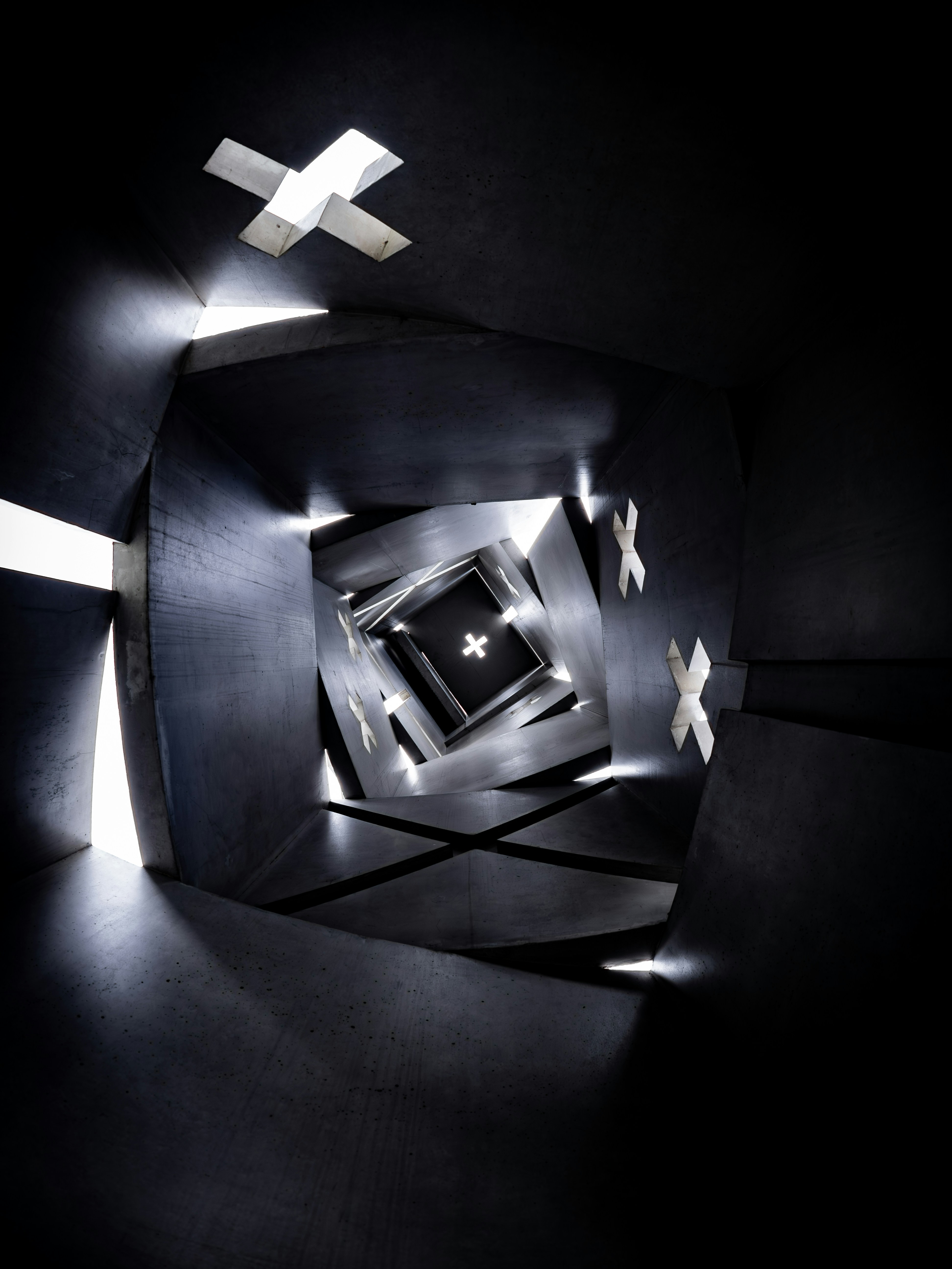Spiral Atrium: A Neon-Highlighted Descent into Geometry