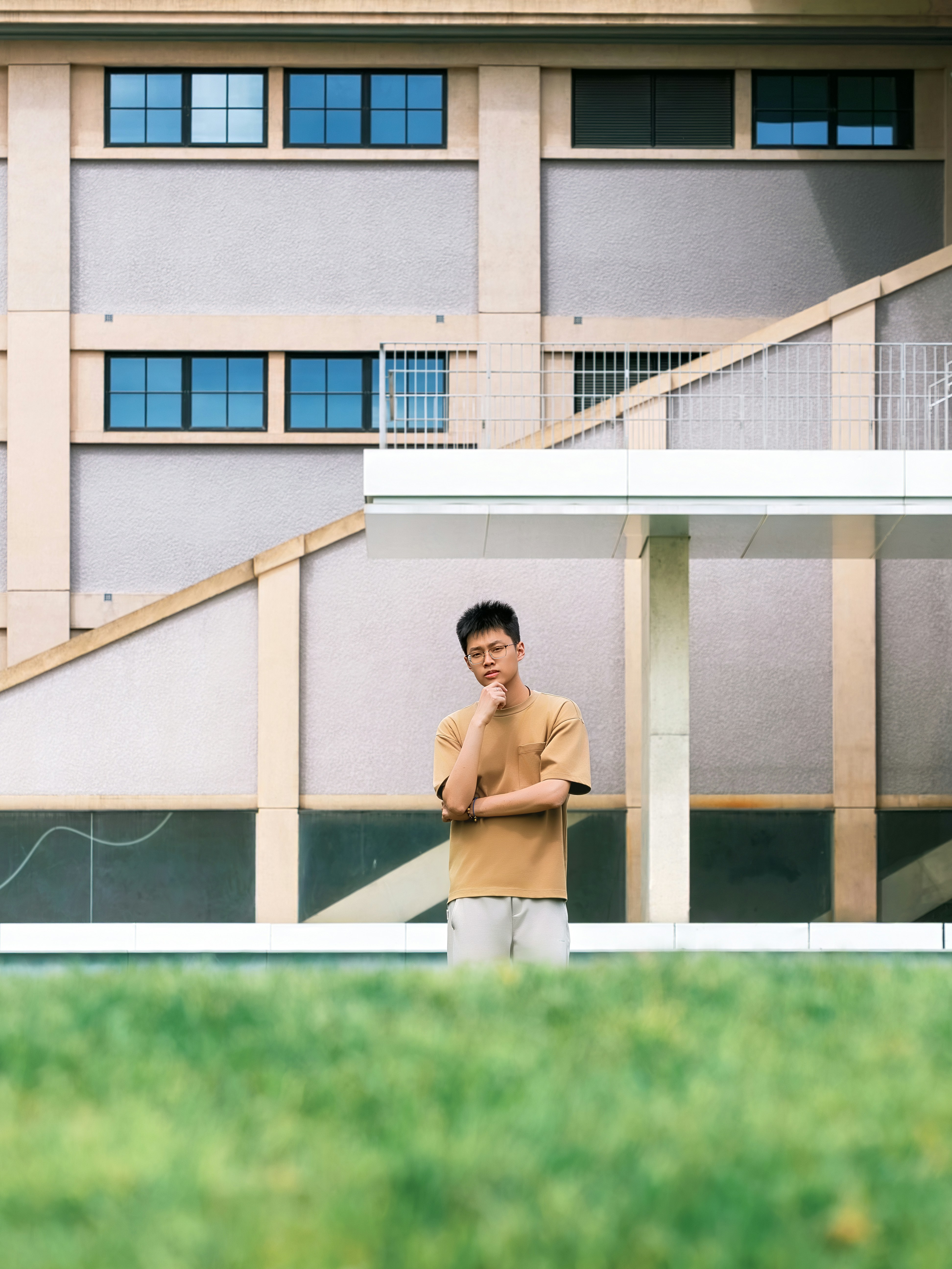 Midday Still: Contemplation Before a Concrete Facade