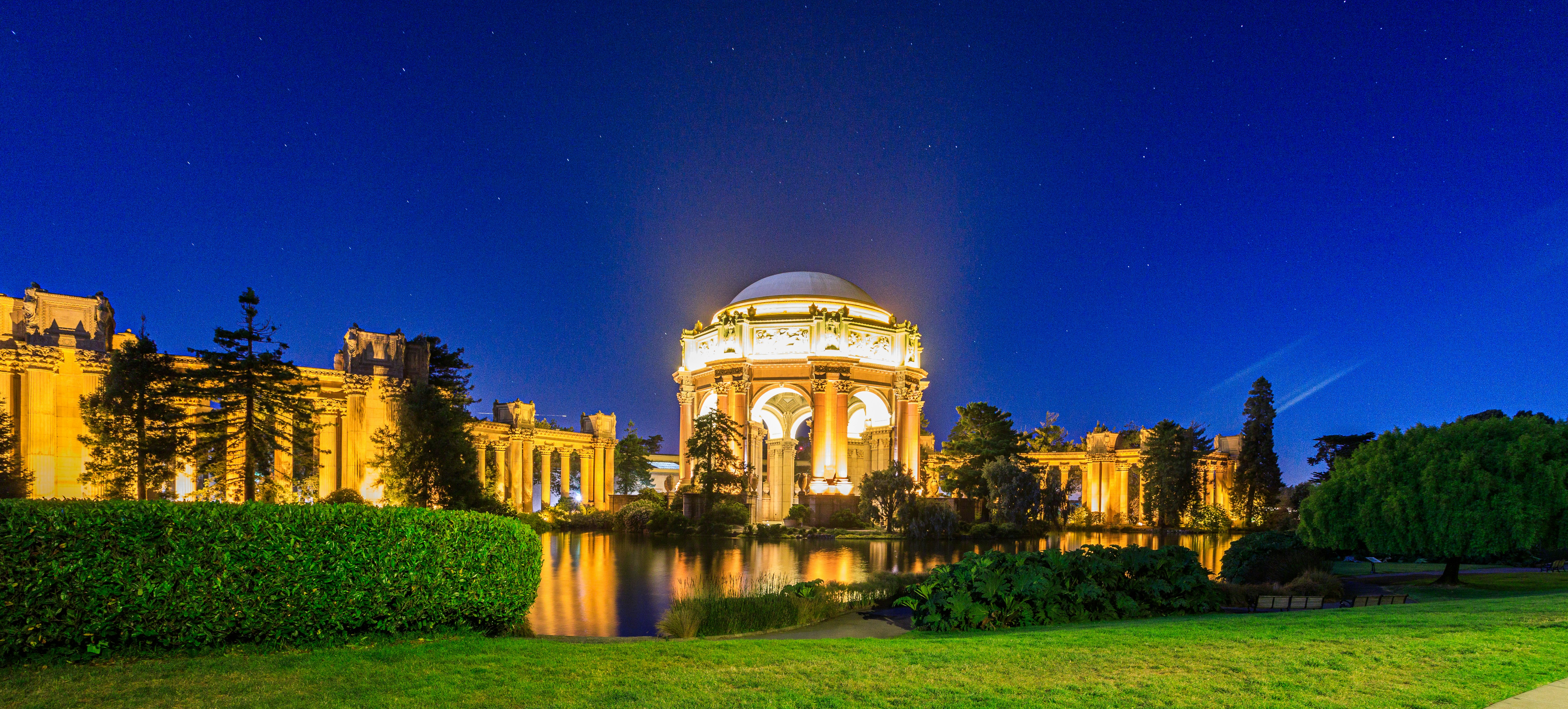 Moonlit Arcadia: The illuminated monument at night