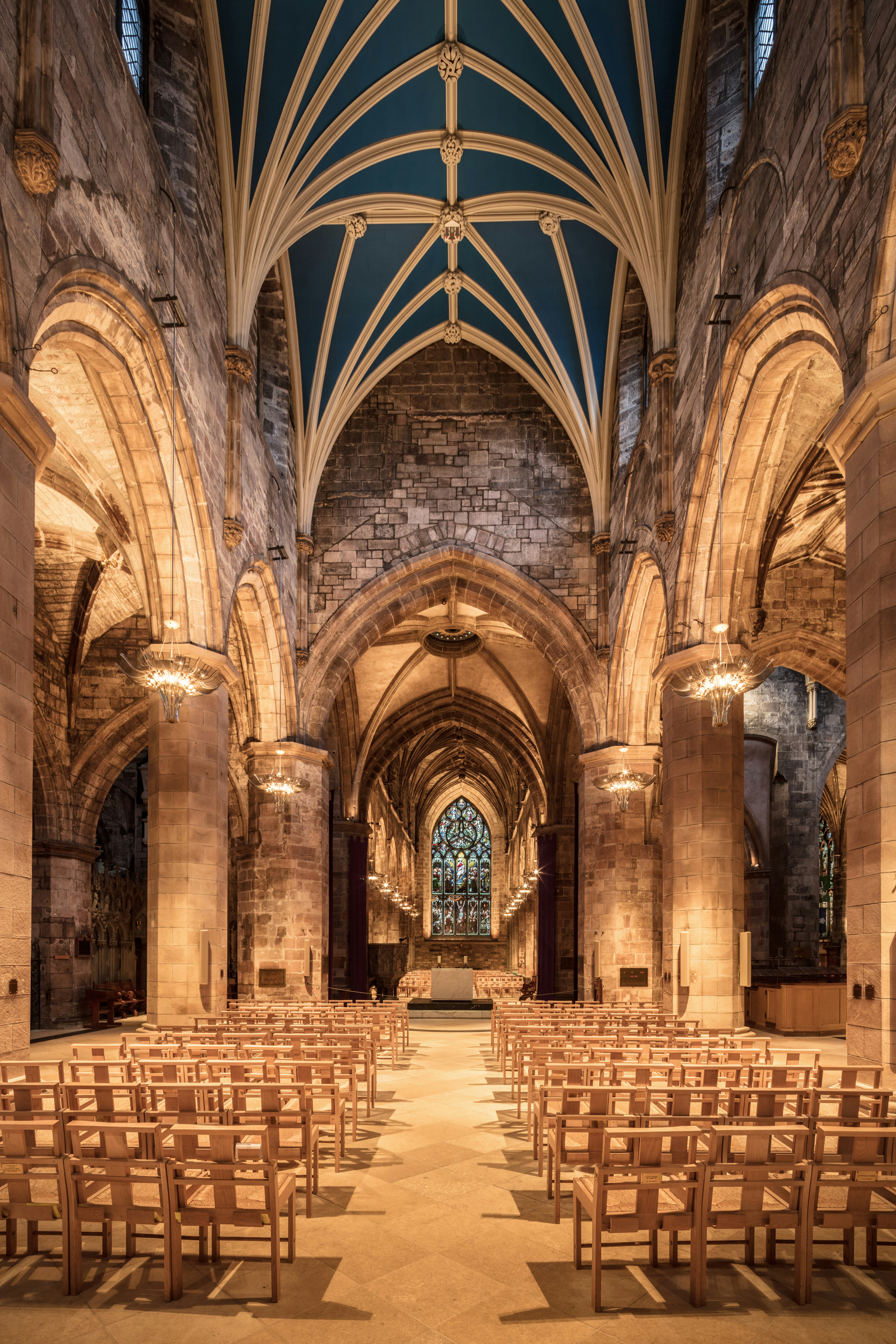 Gothic Nave: Symmetry Under Stone Arches Guided by Skylight Arches