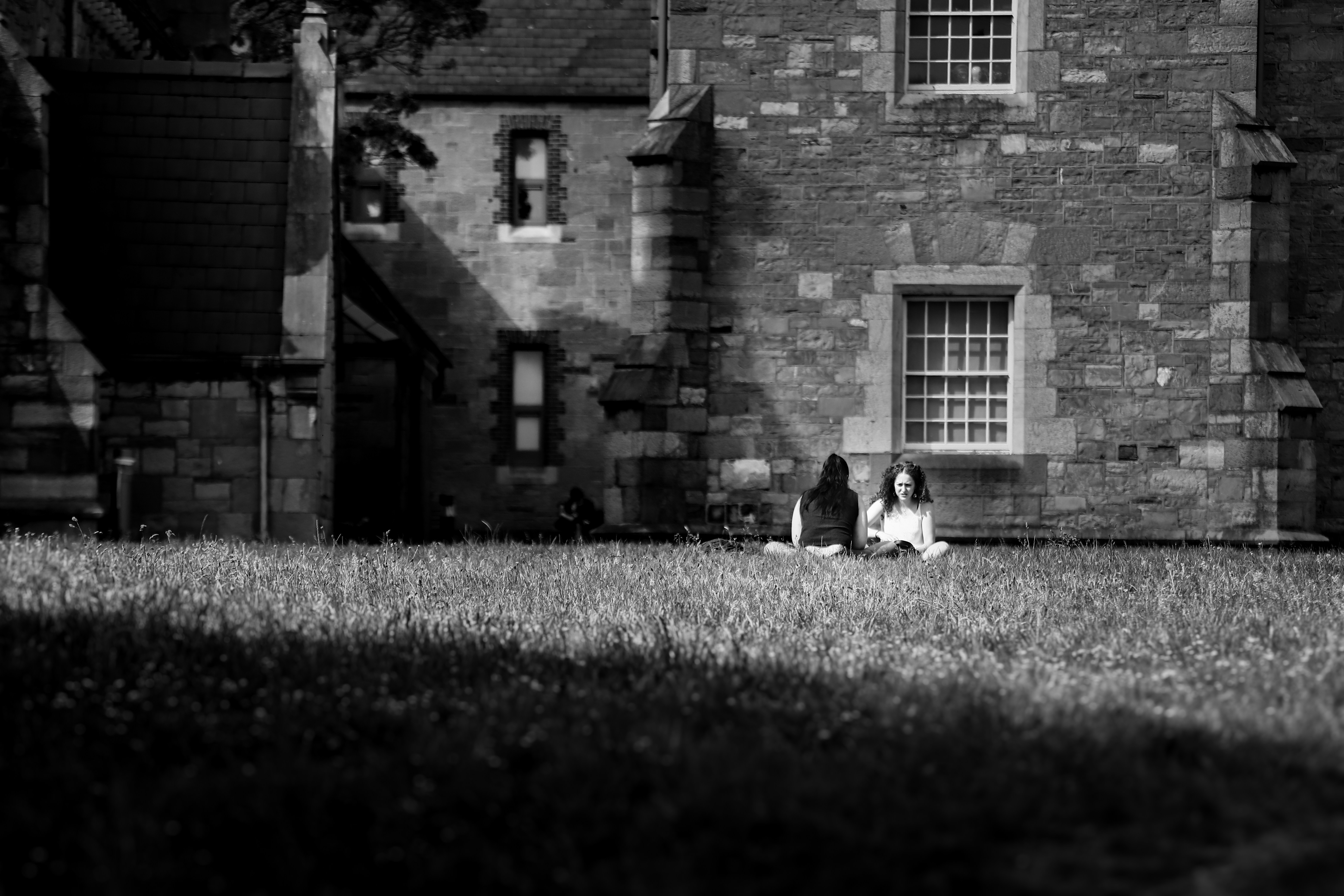 Quiet Pair at the Foot of an Ancient Wall