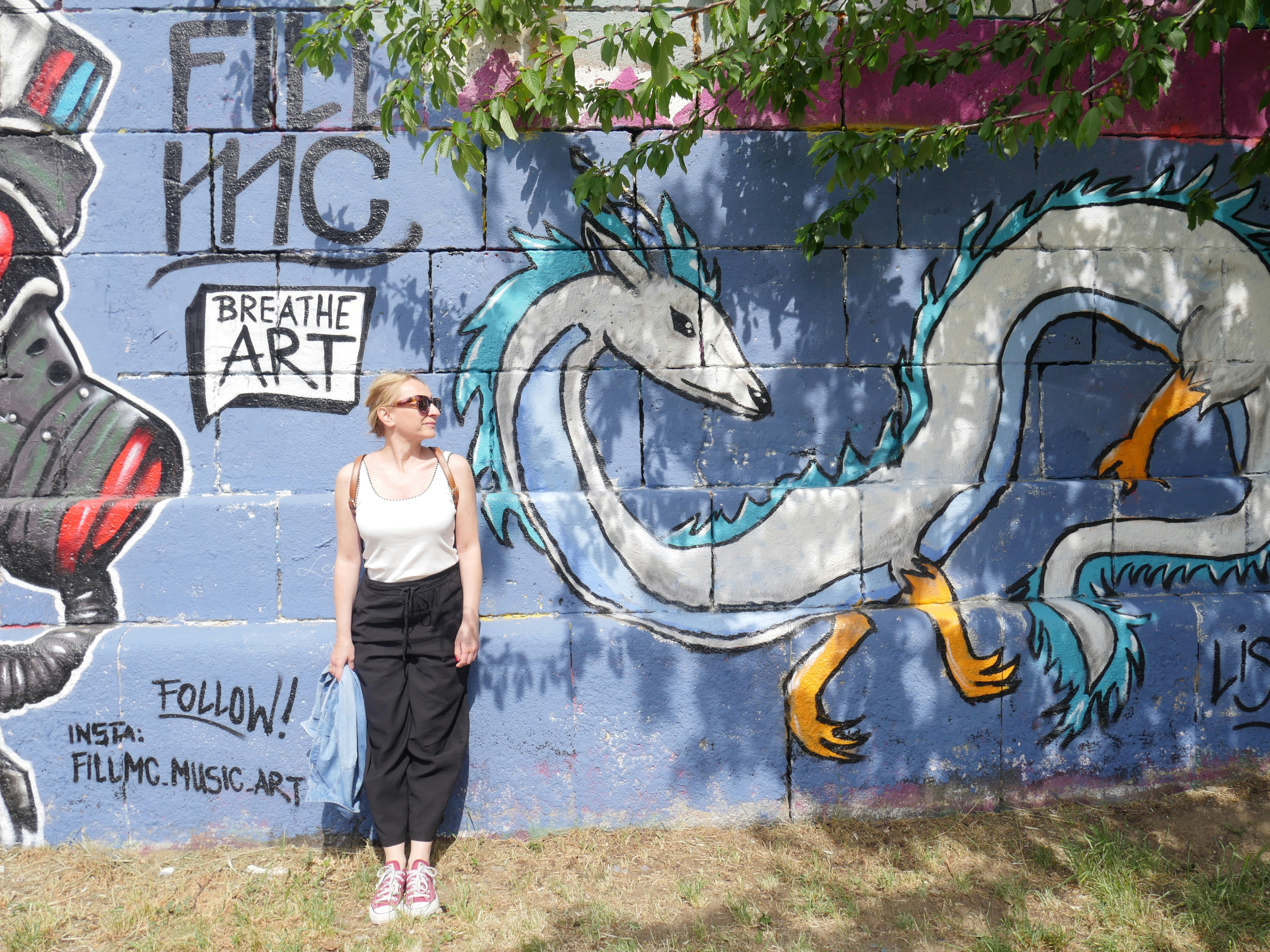 Graffiti Dragon Portrait in Front of a Street Art Wall