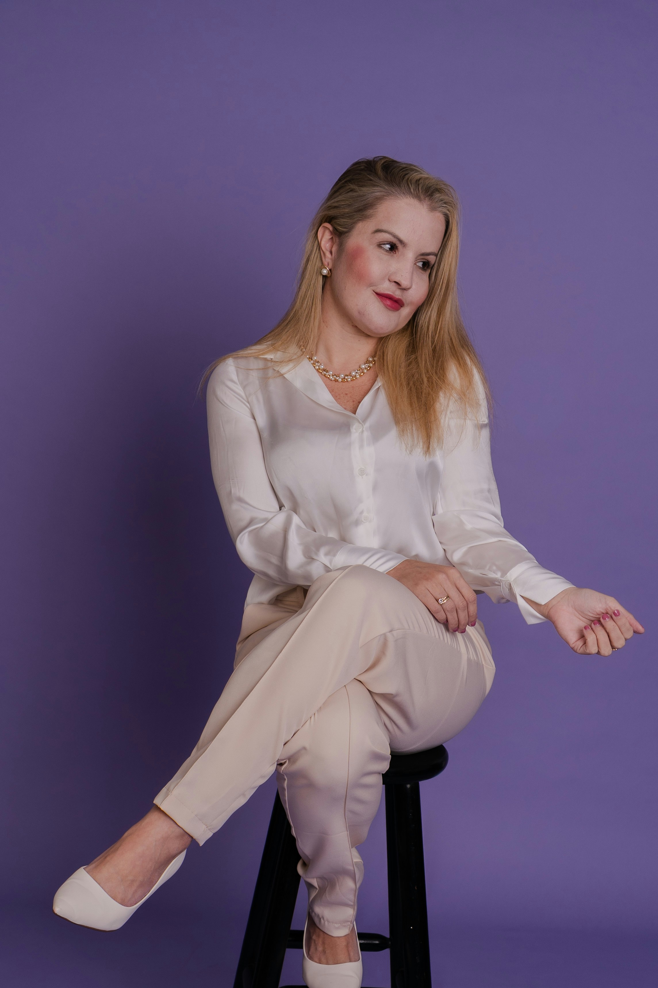 Purple Studio Muse: A Portrait in Quiet Confidence