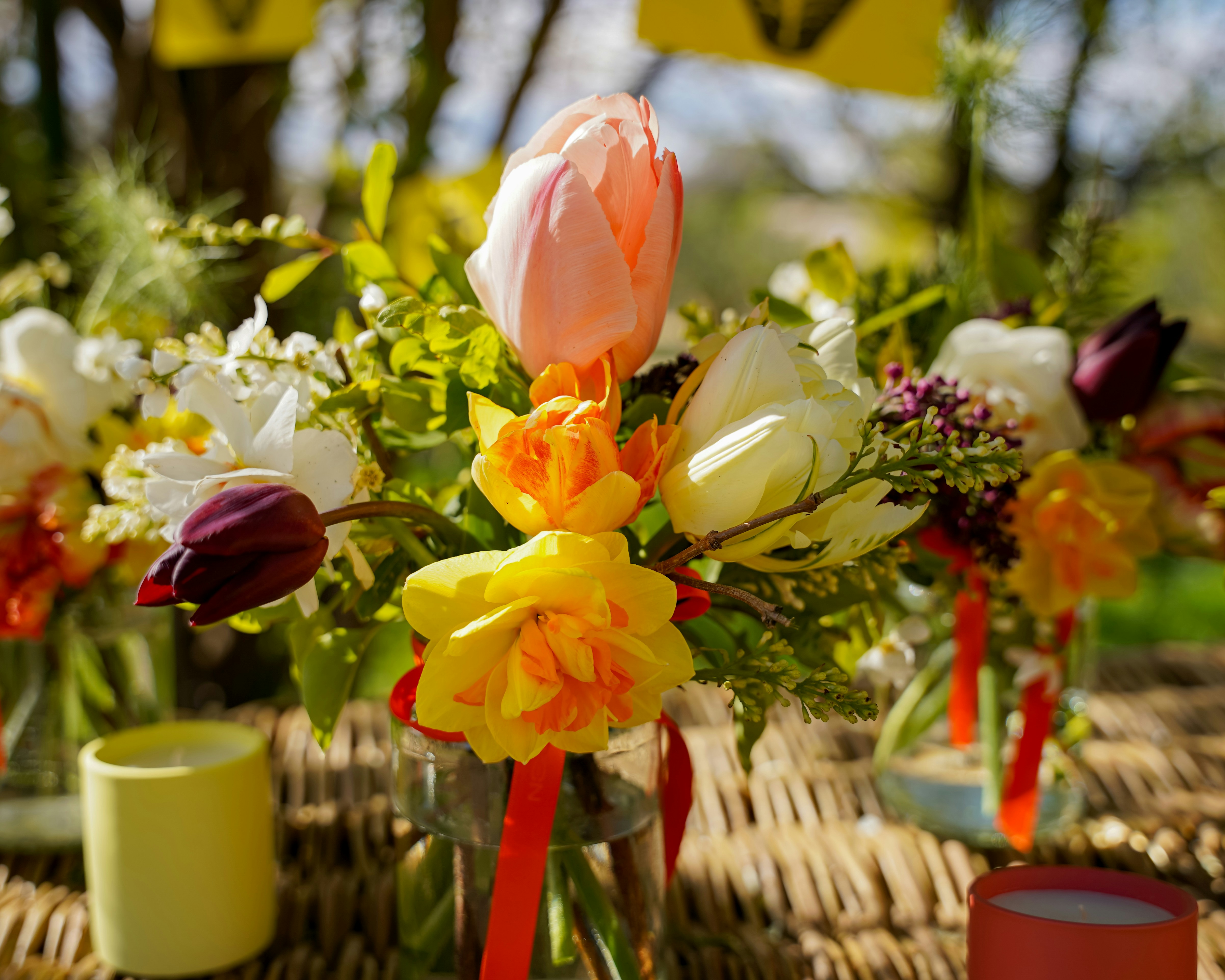 Blossoms in a Sunlit Tabletop Celebration