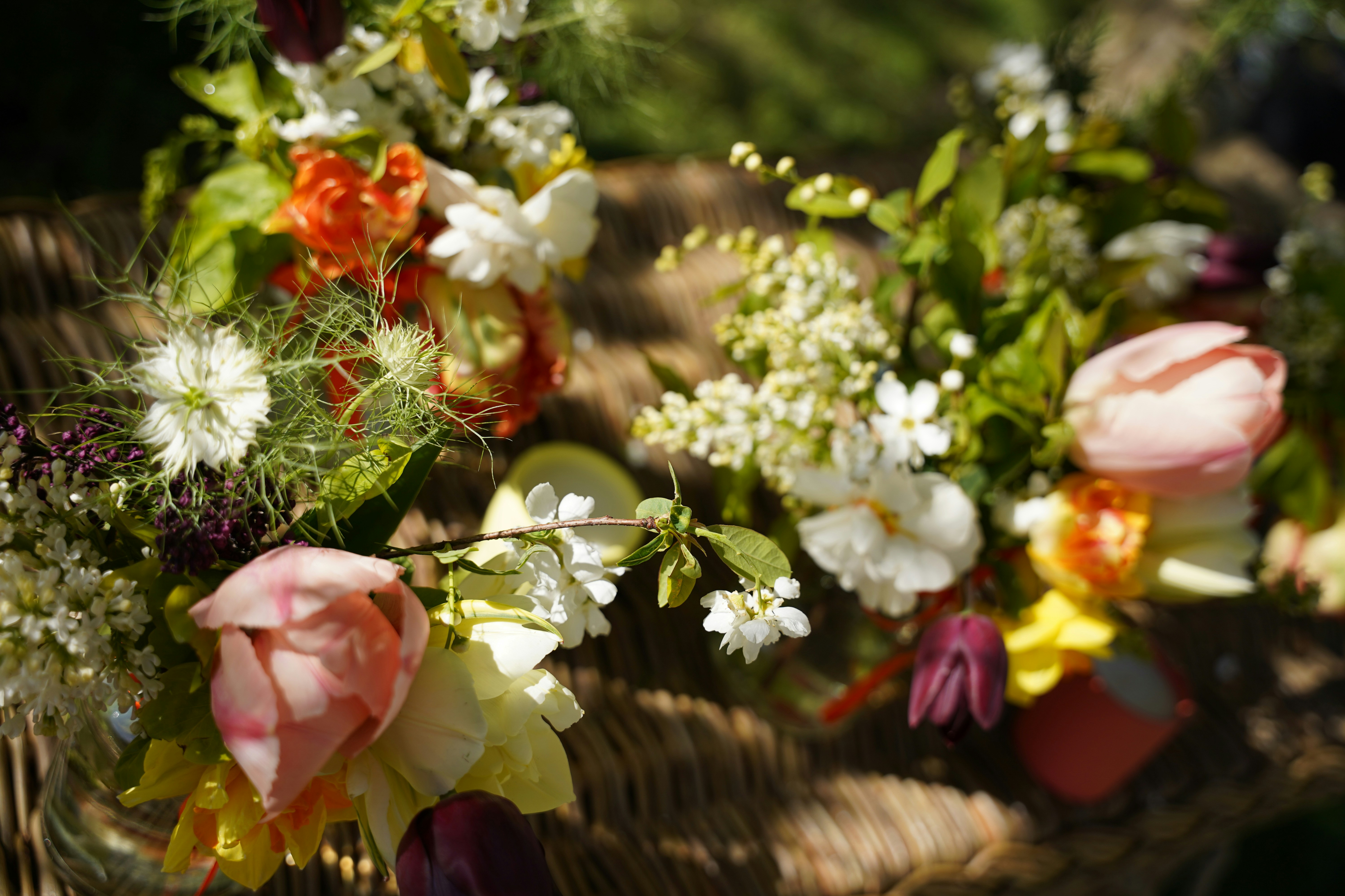 Blooming Bouquet in Sunlit Basket