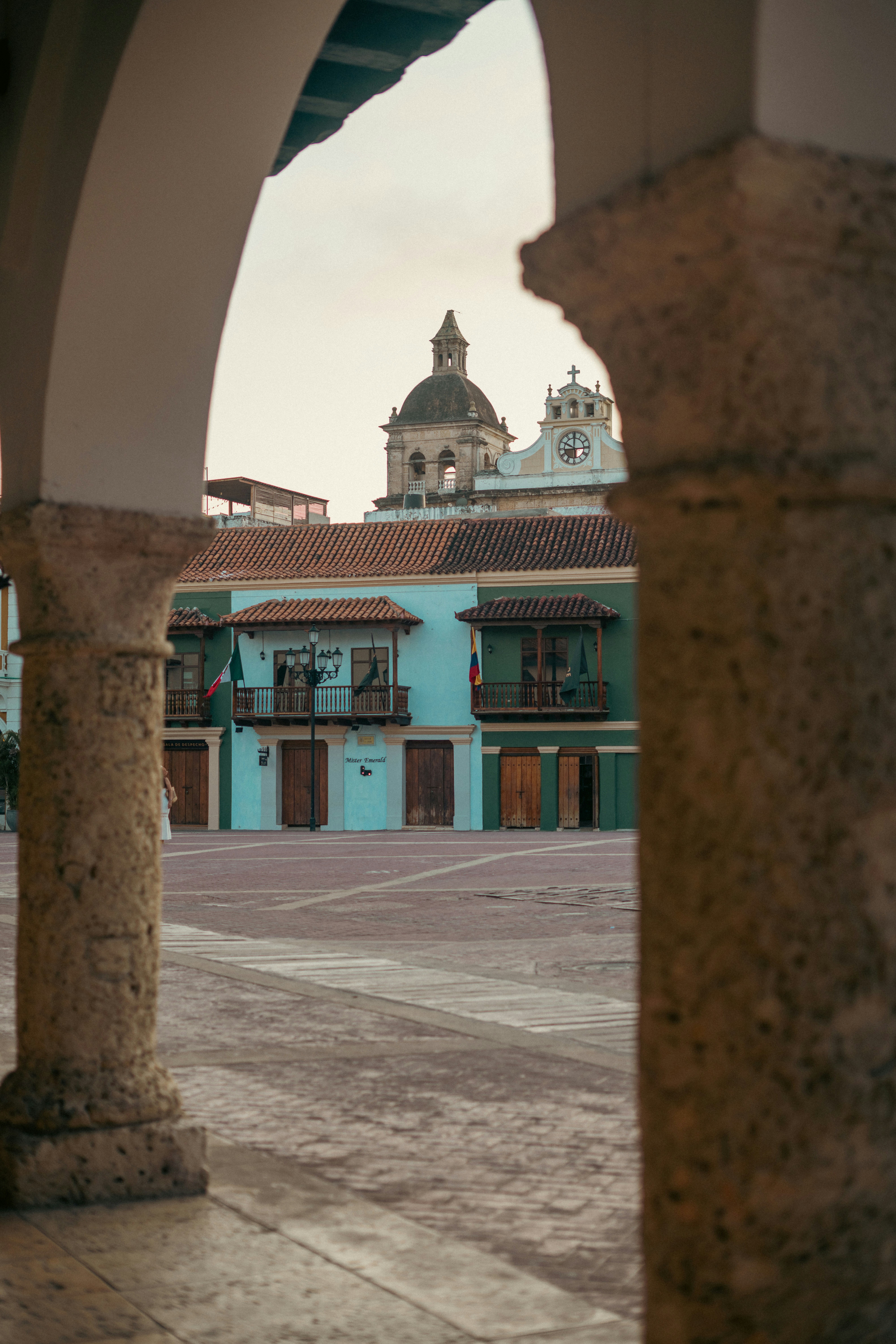 Crescent of Colorful Calle Through an Arched Frame
