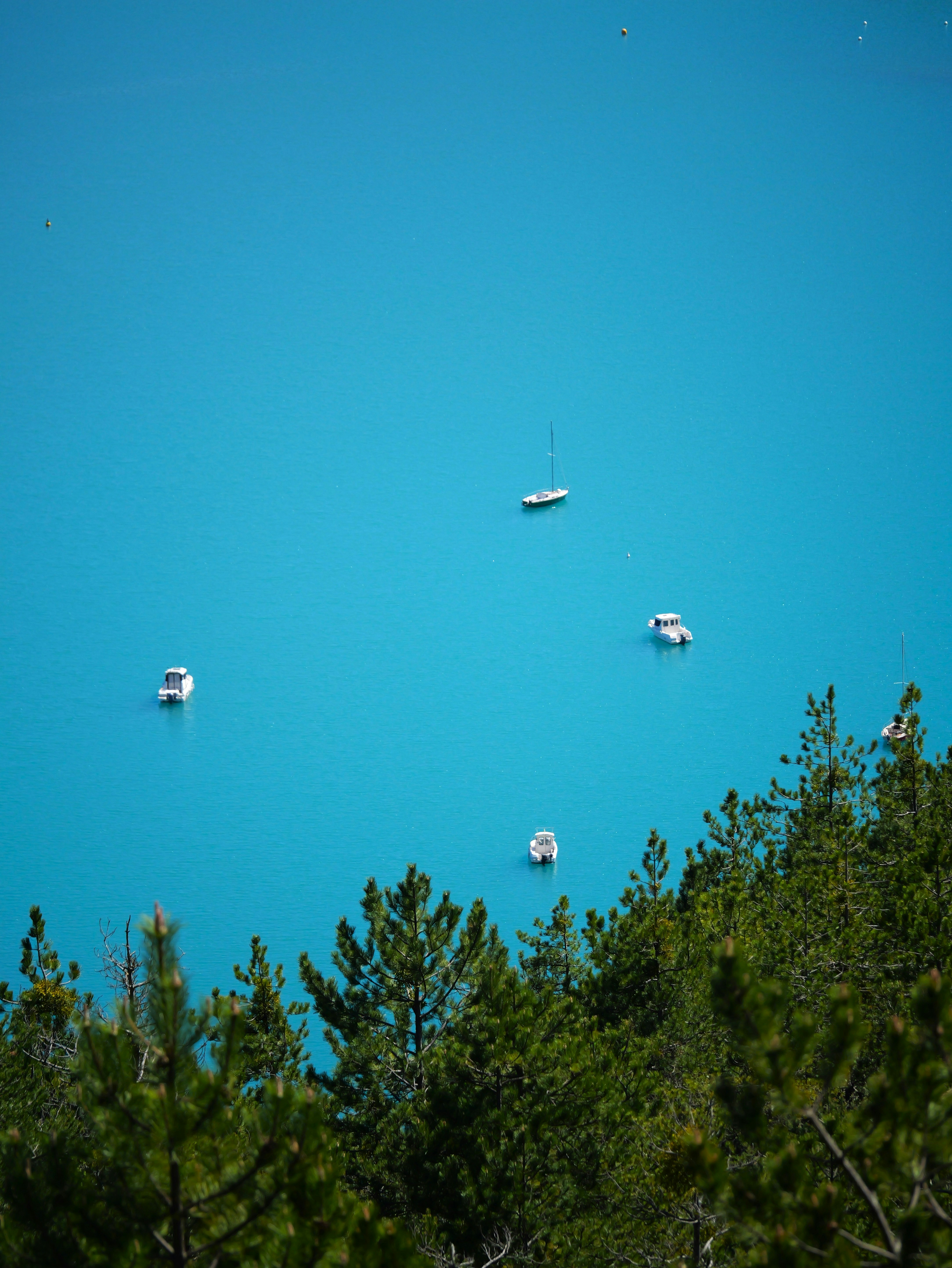 Azure Harbor: A Quiet Fleet Drifts in a Velvet Sea