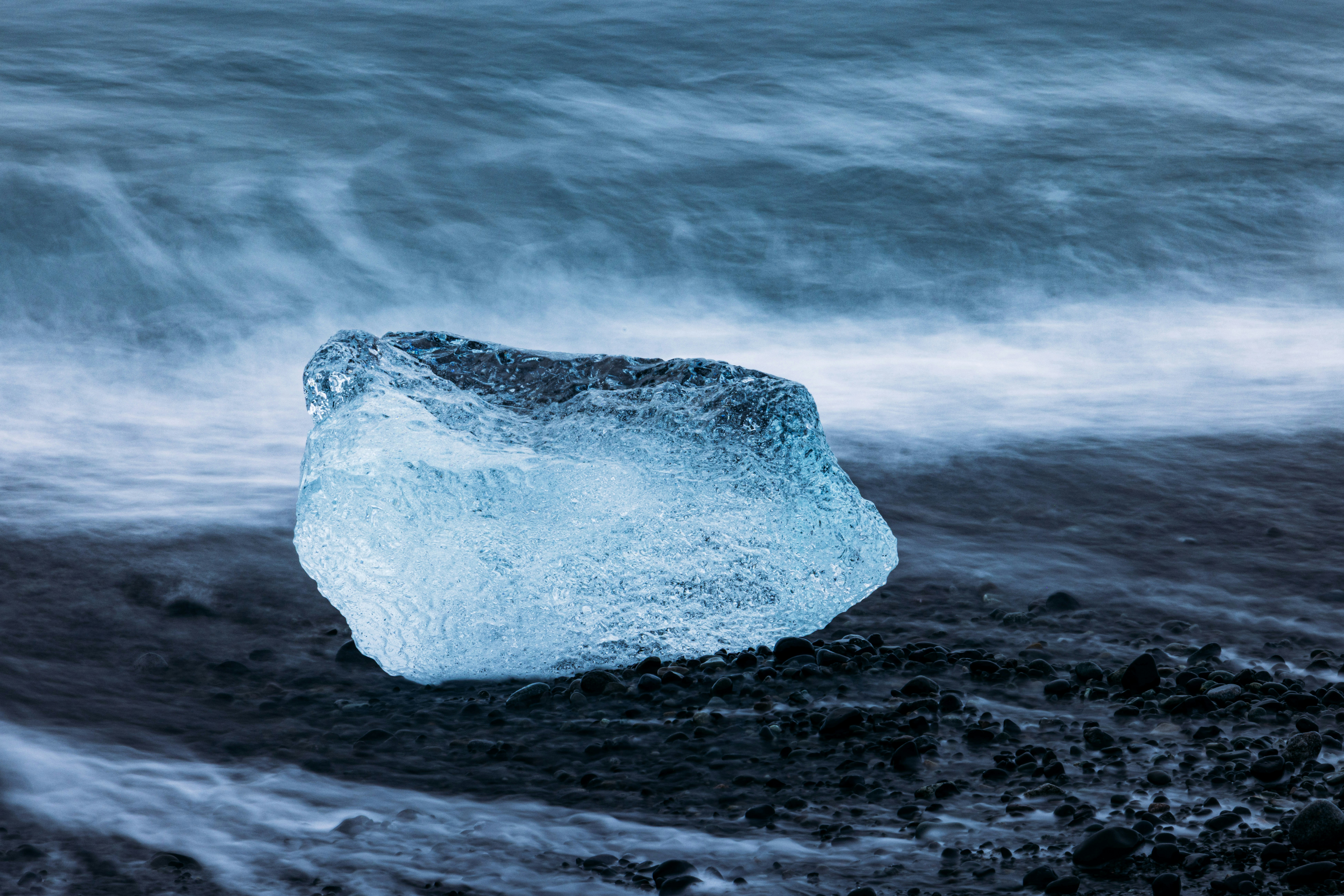 Glacial Sculpture on a Midnight Shore