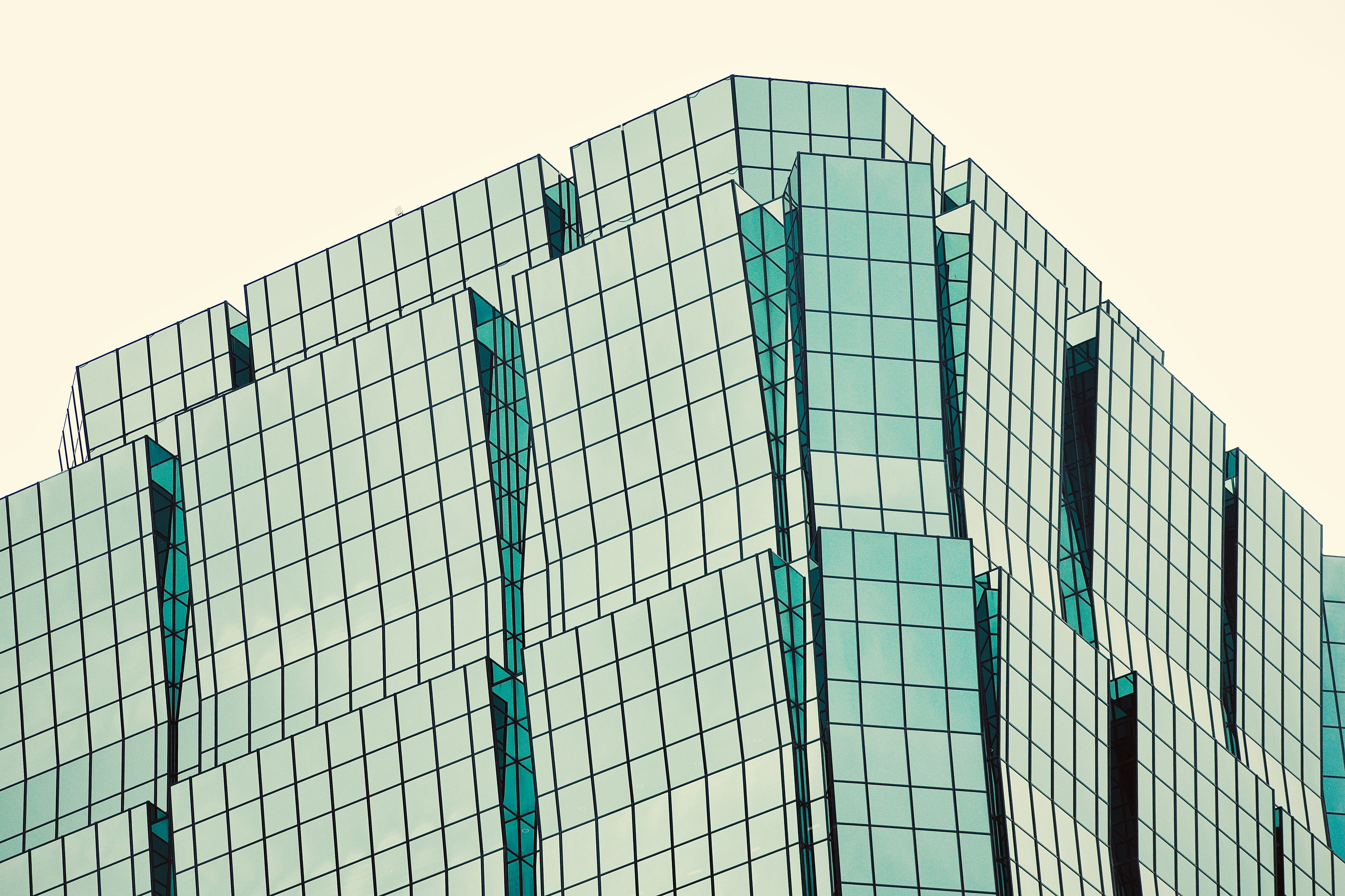 Geometric Facade: Glass and Light on a Modern Architecture