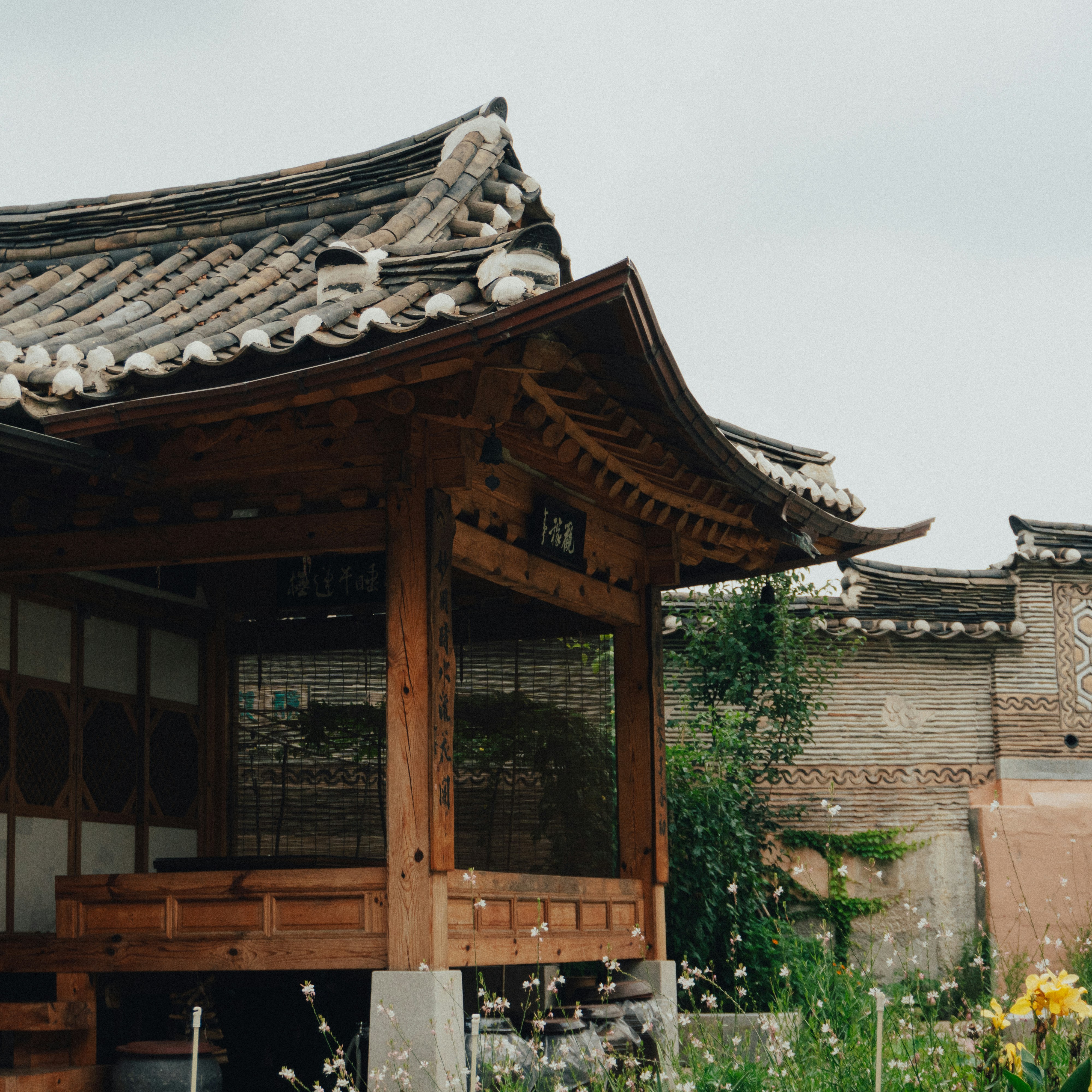 Curved Rooflines and Timberwork of a Korean/Jorean Traditional House