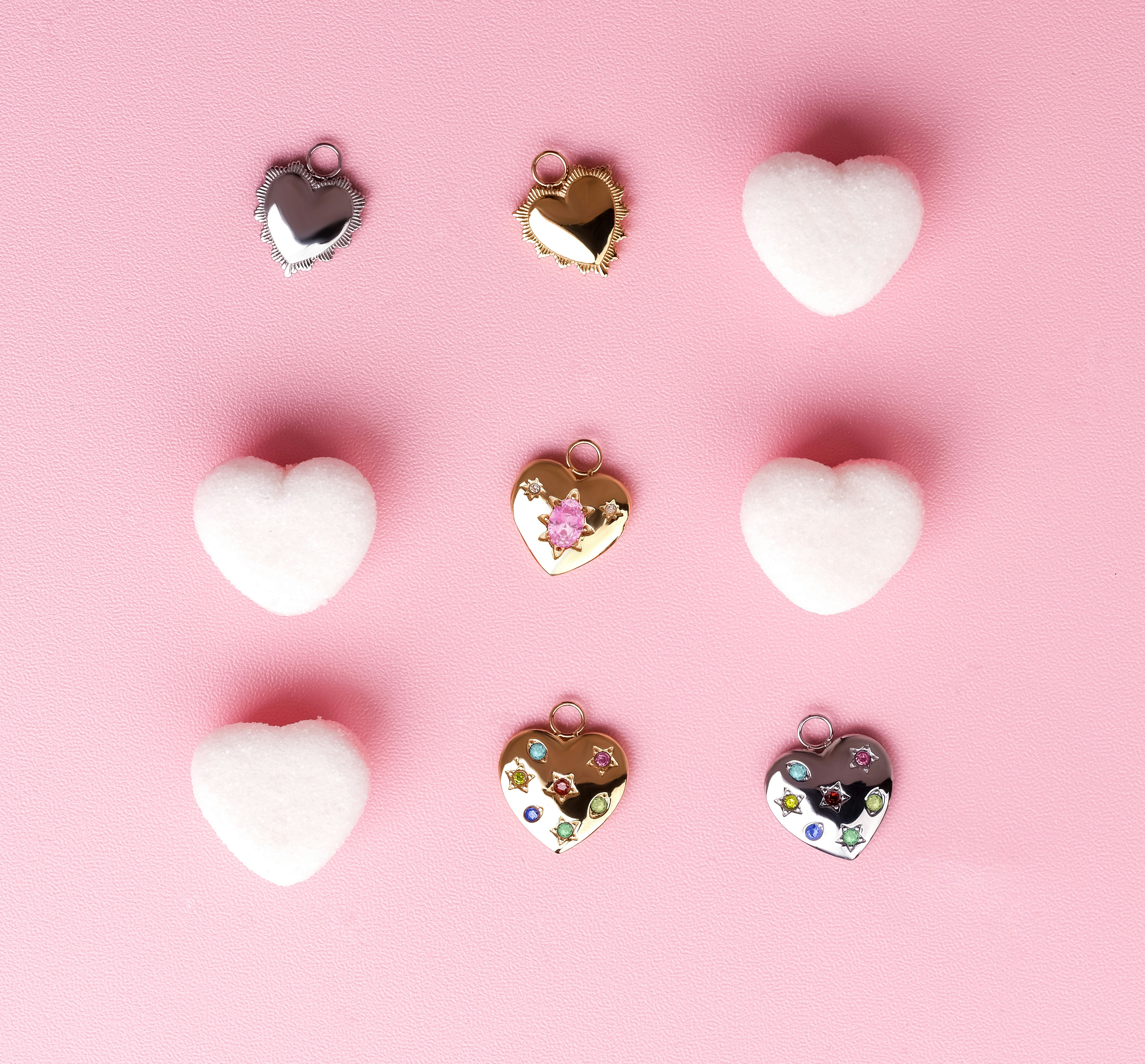 Charm Array: Soft Hearts on a Candy-pink Canvas