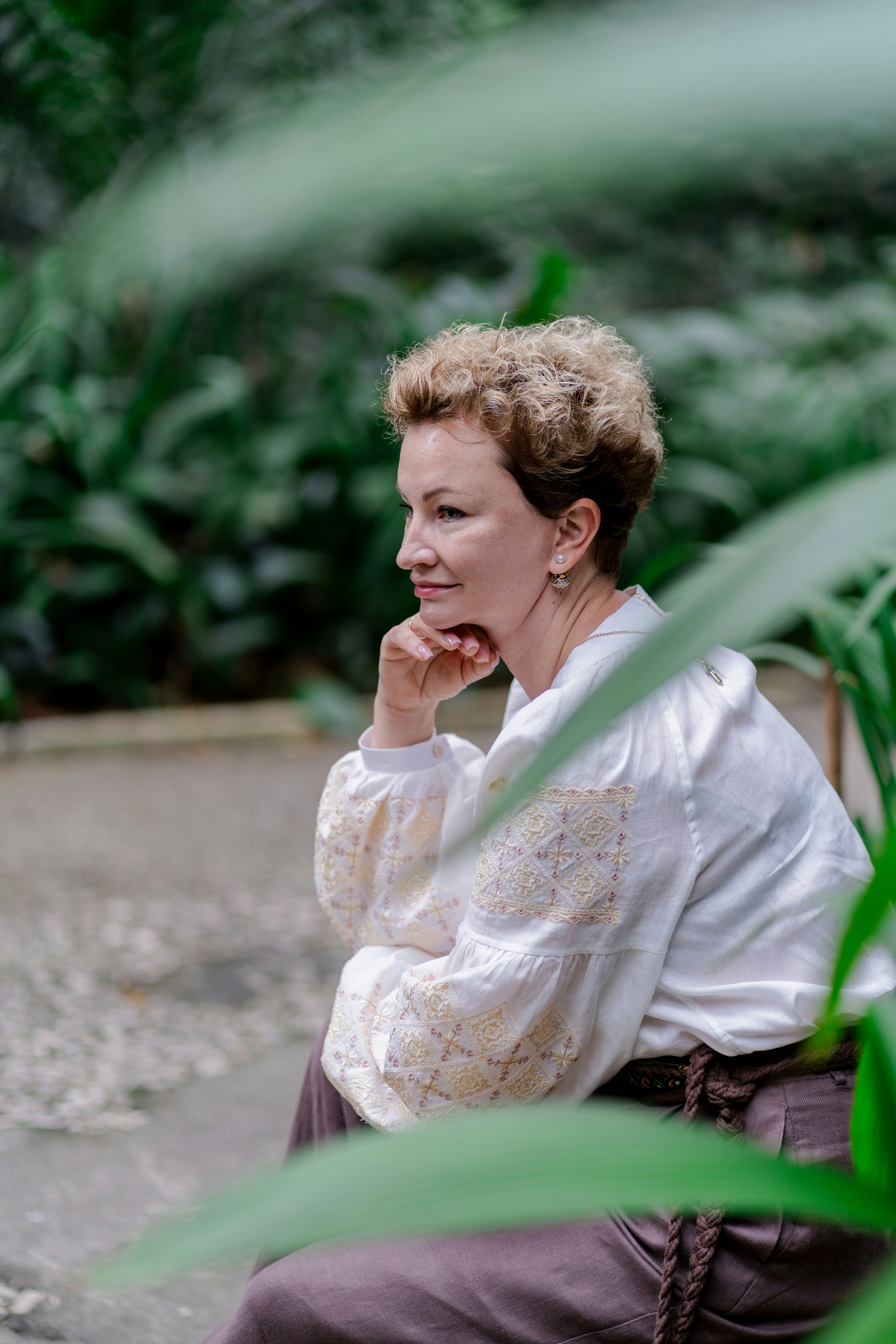 Contemplative Portrait in a Quiet Garden