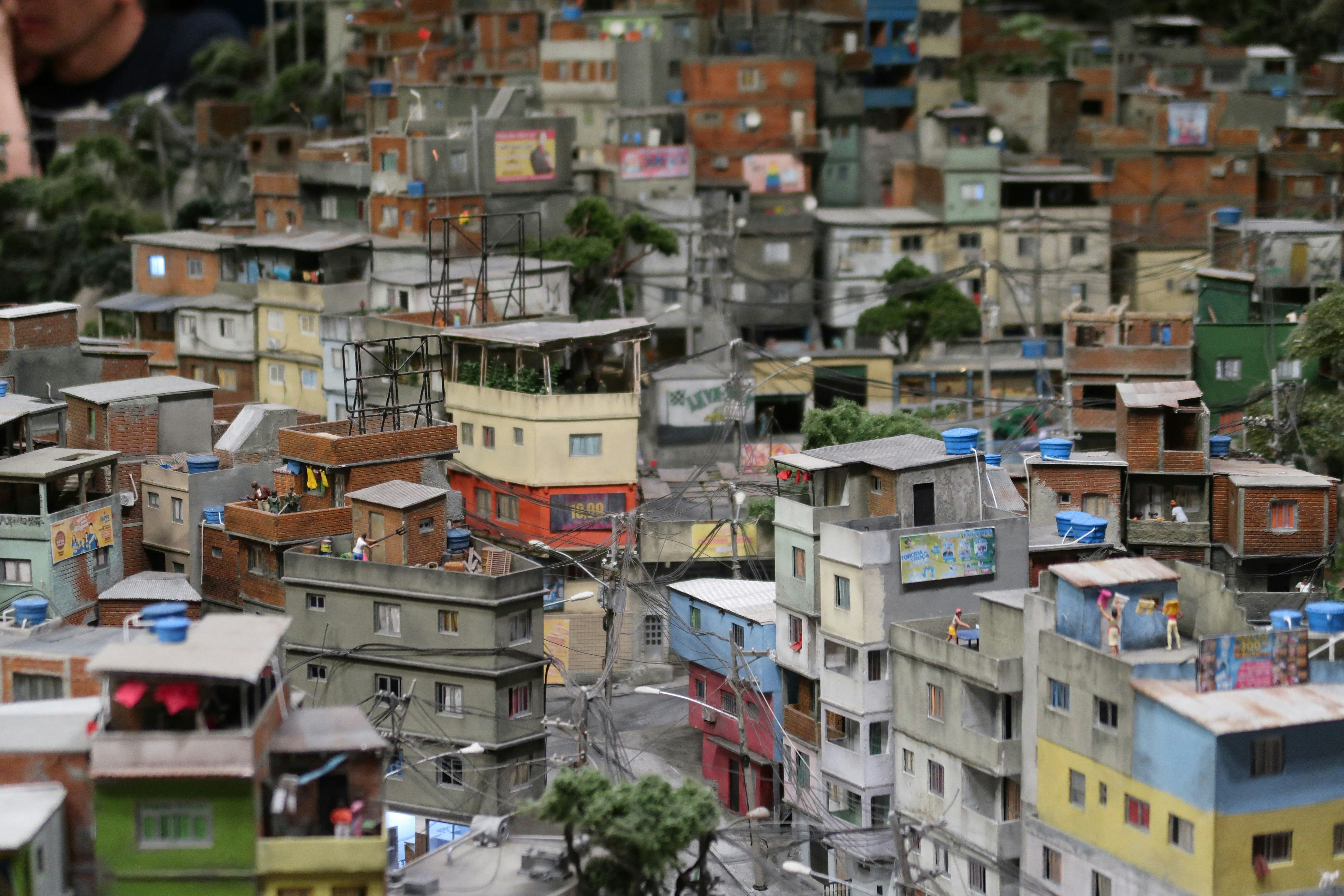 Colorful Hilltop Favelas Clustered Along a Winding Street