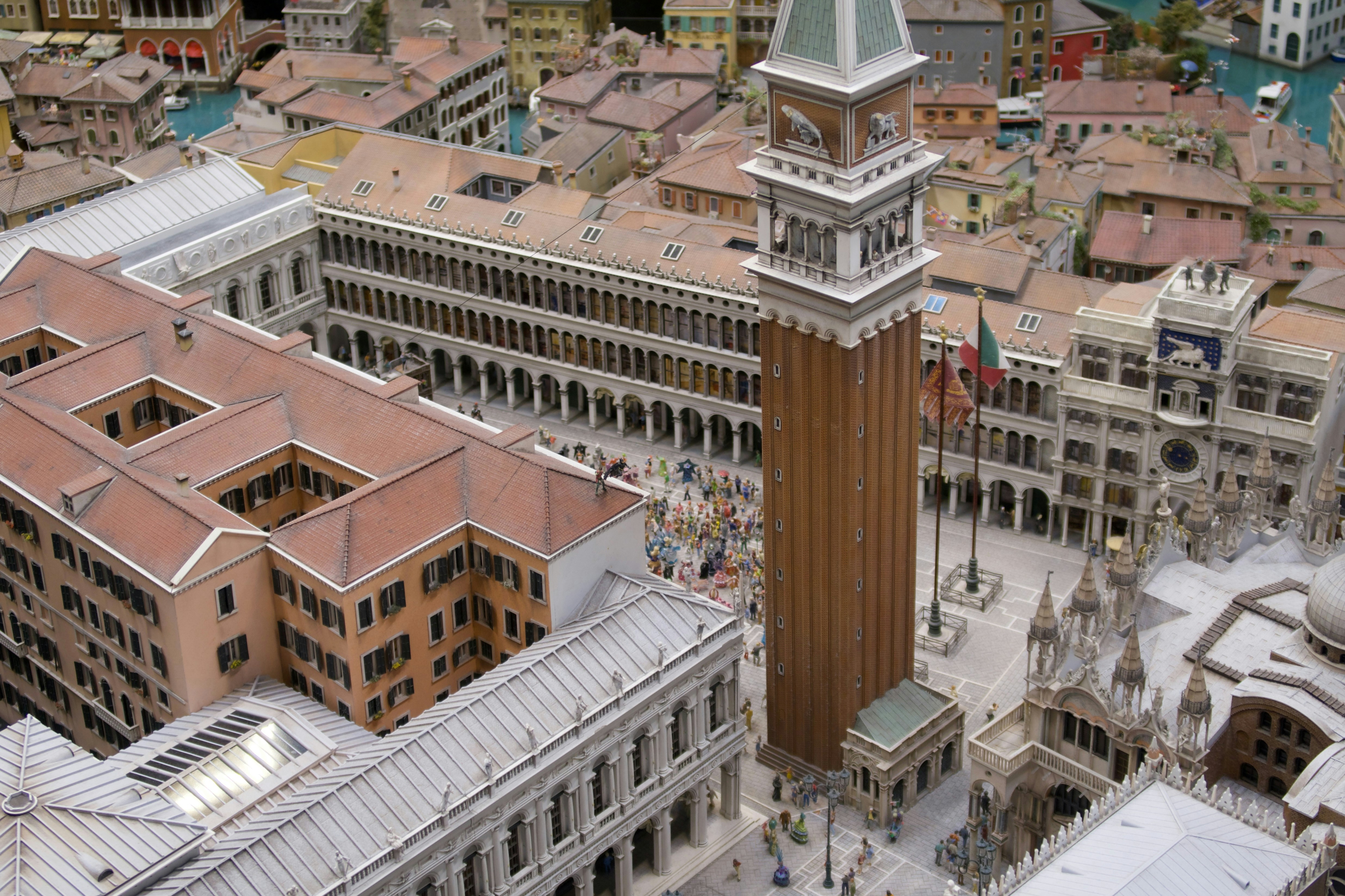 Venetian Piazza Panorama: Clocktower Over Plaza