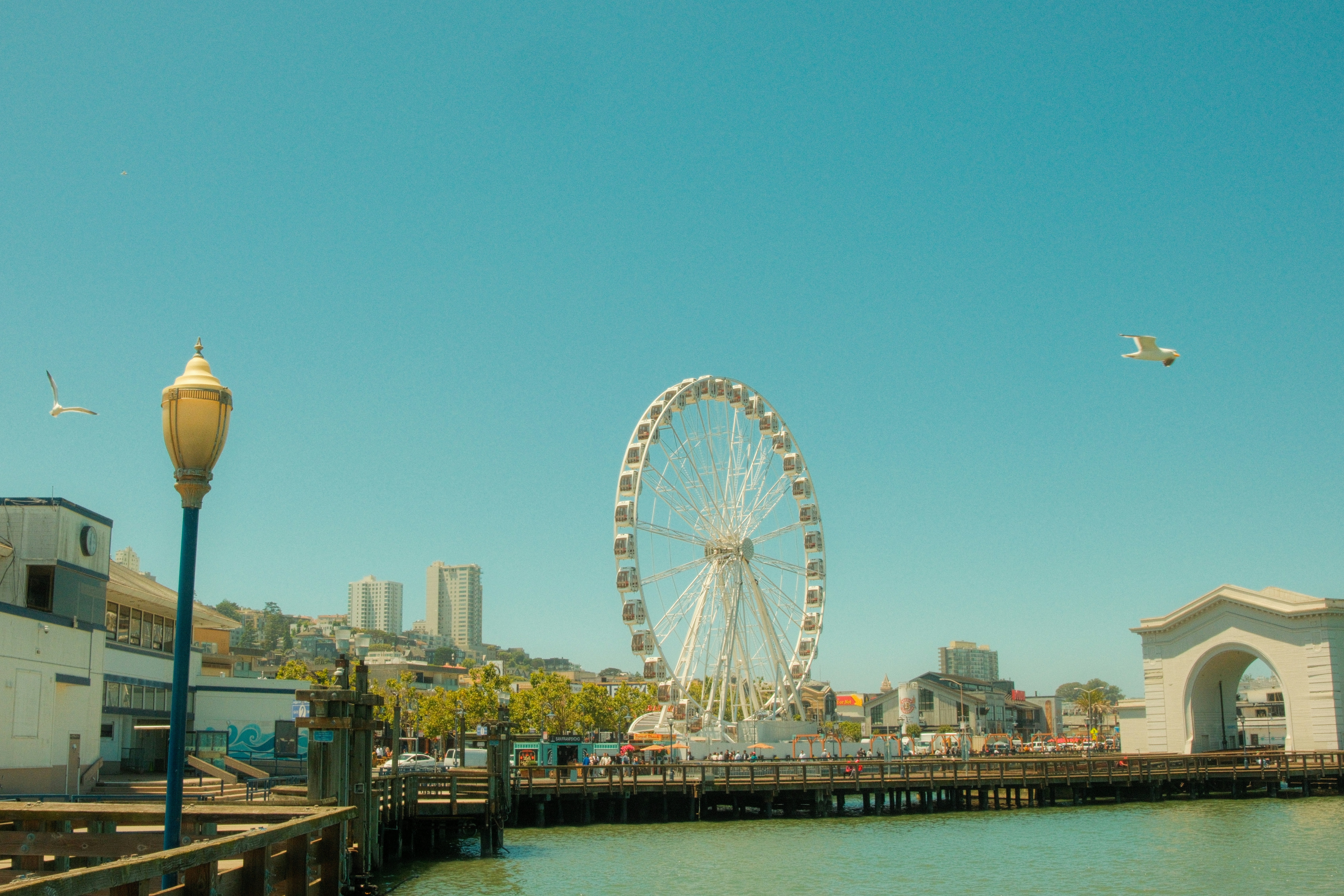Pierside Wheel: A Sunny Day at the Waterfront Amusement