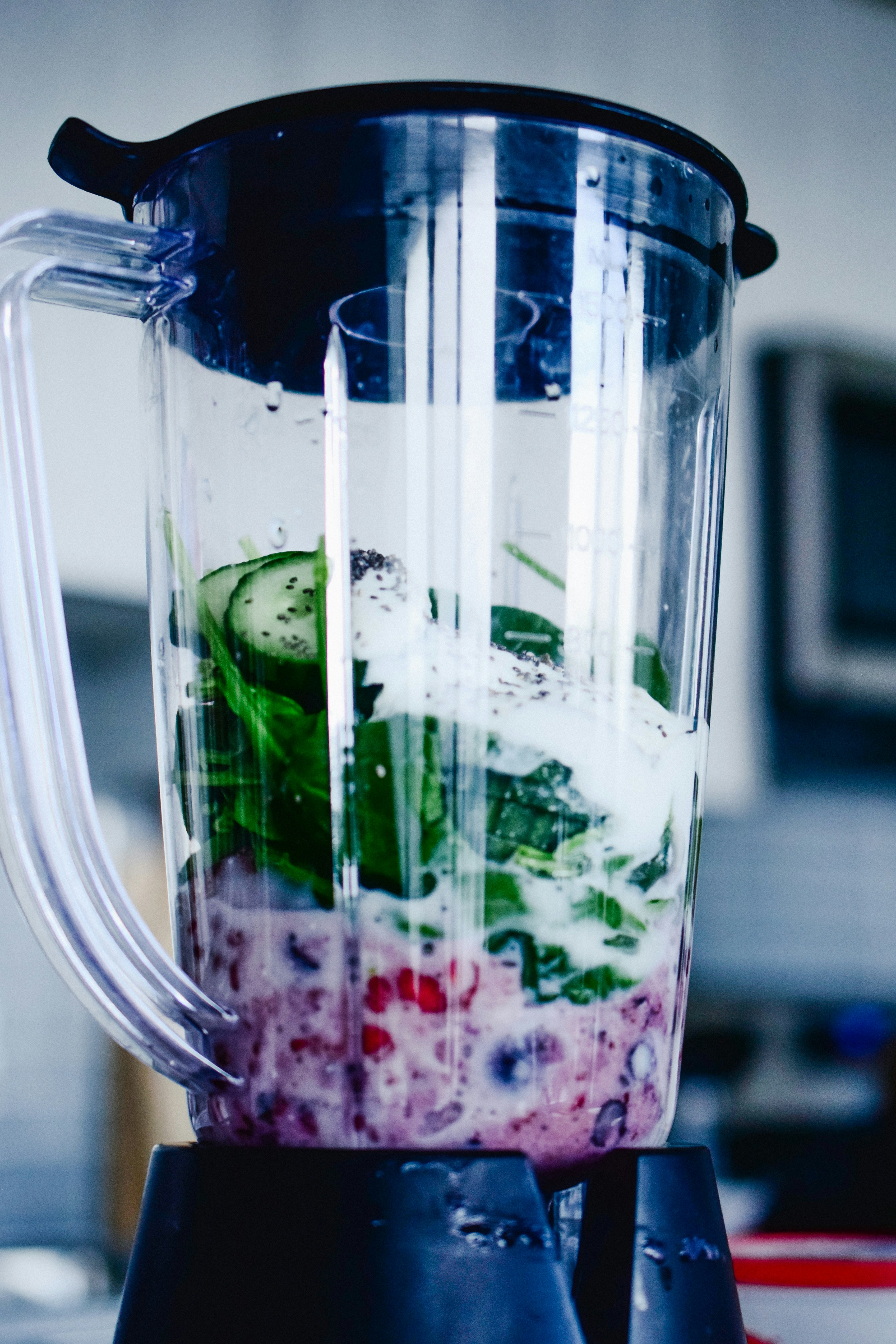 Blended Greens and Berries: A Blender Portrait