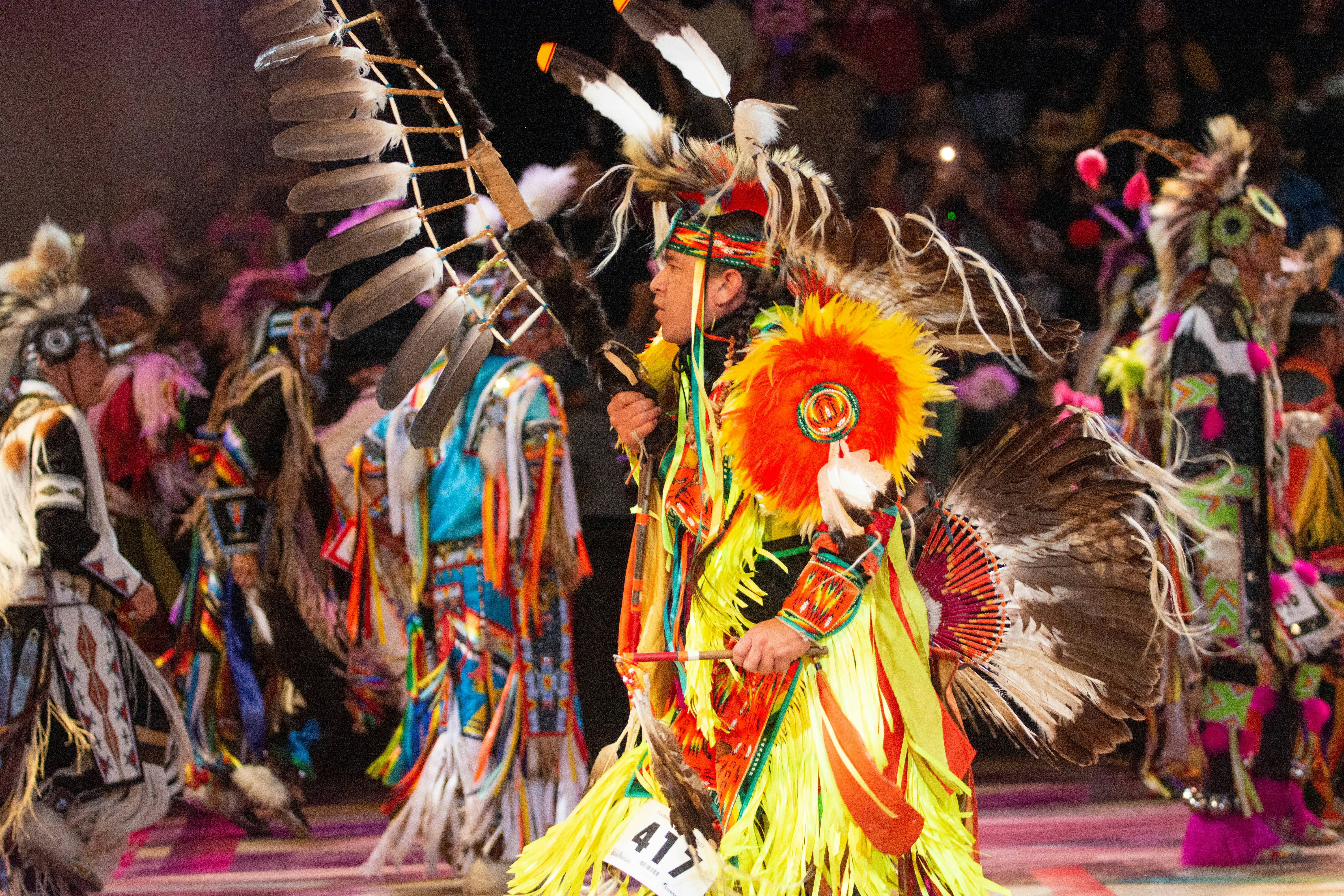 Feathered Parade: A Genial Warrior Leads the Colorful Confluence