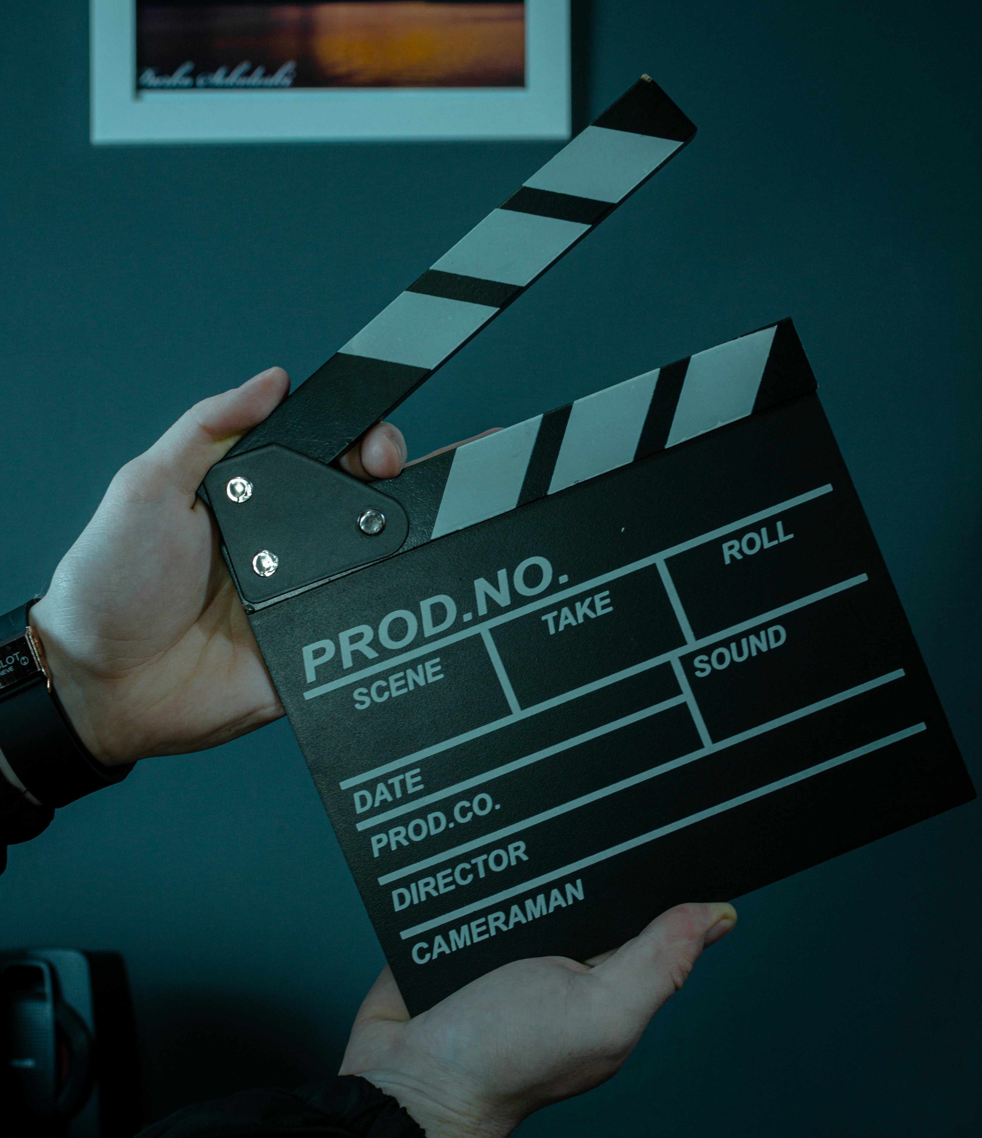 Clapperboard in Focus: A filmmaking Moment in Soft Tepid Light