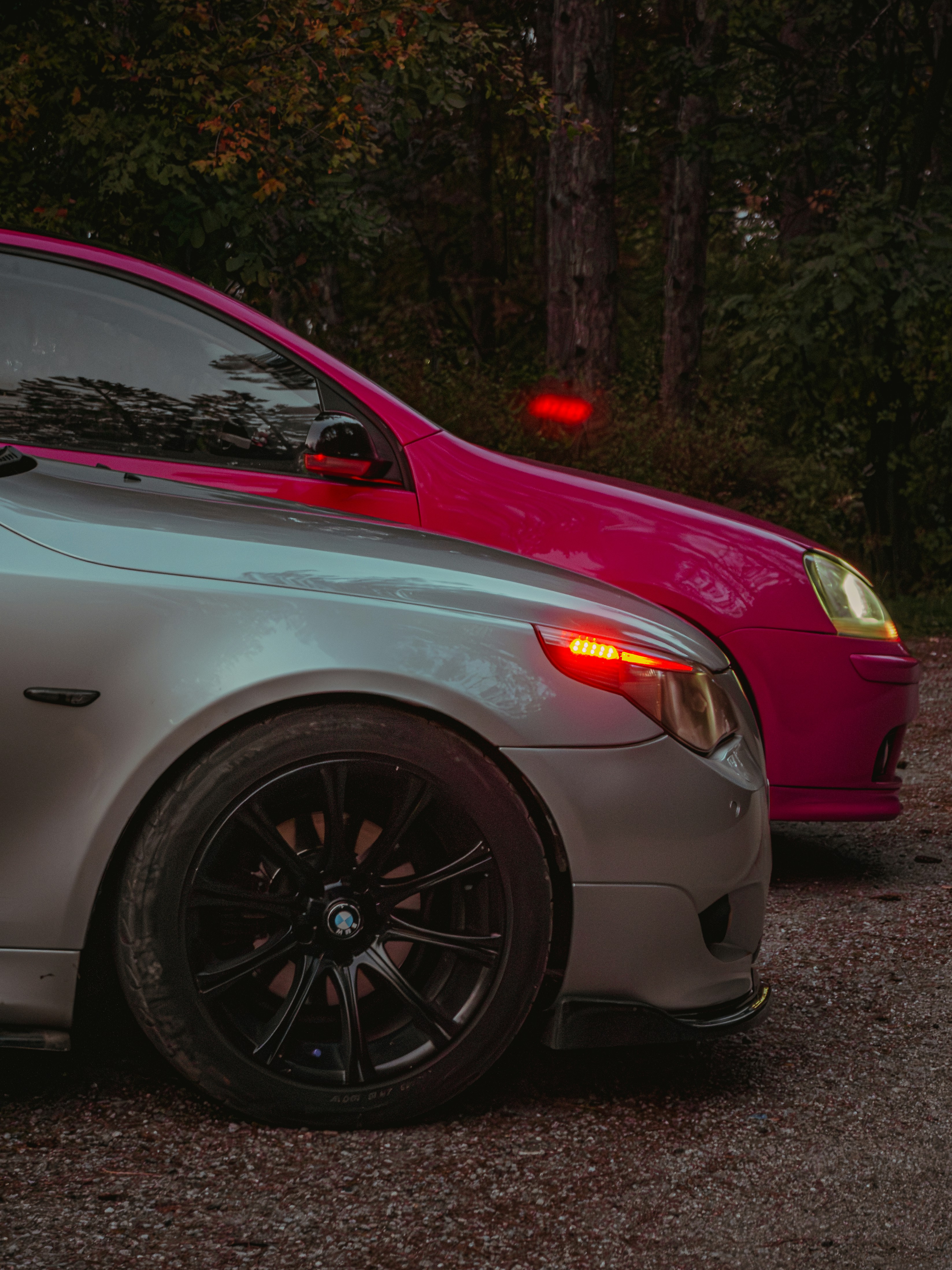 Two-Tone Thunder: Front Quarter of a Seahawks-rose Sedan