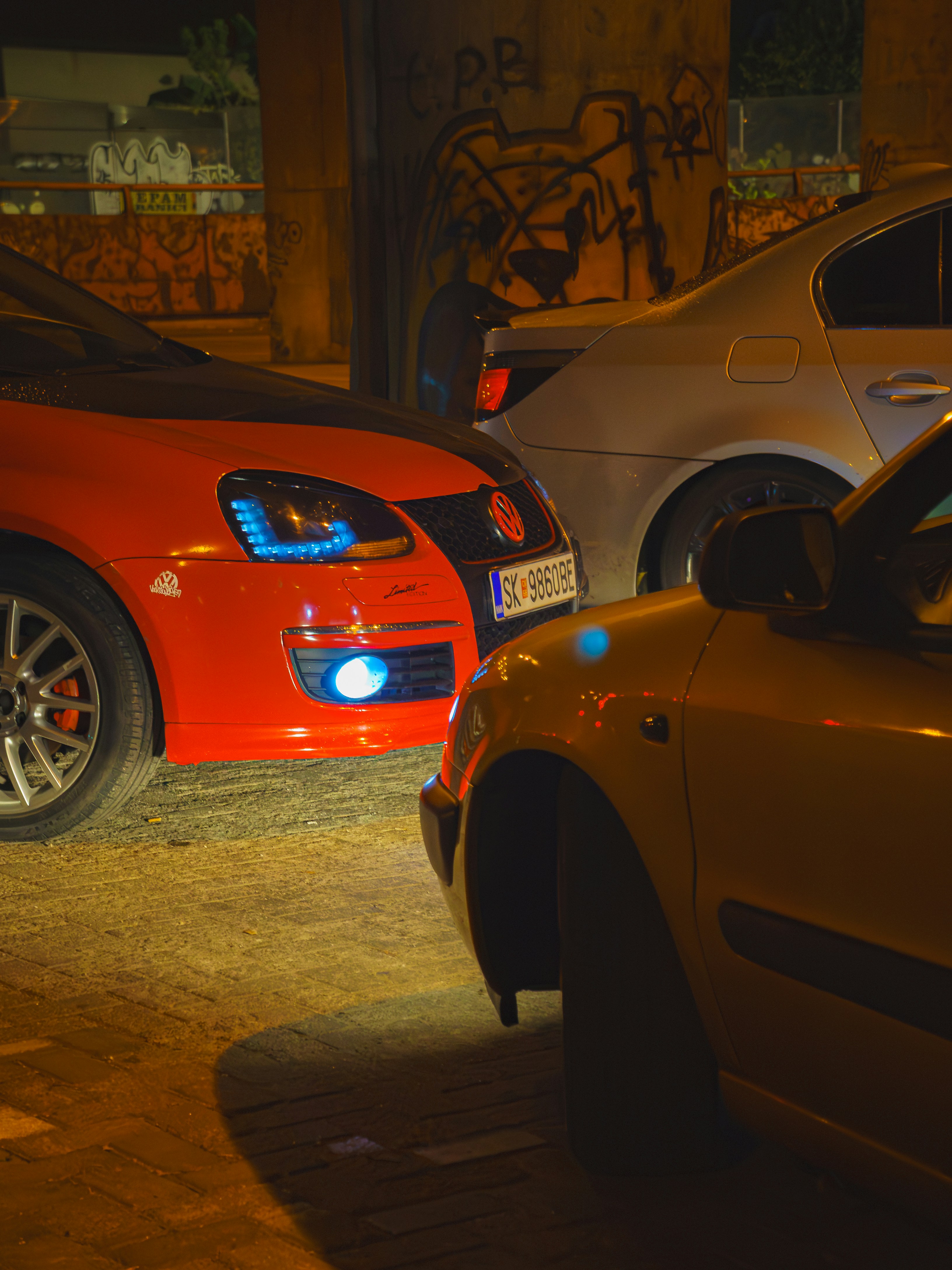 Chrome Clash in the Night Parking