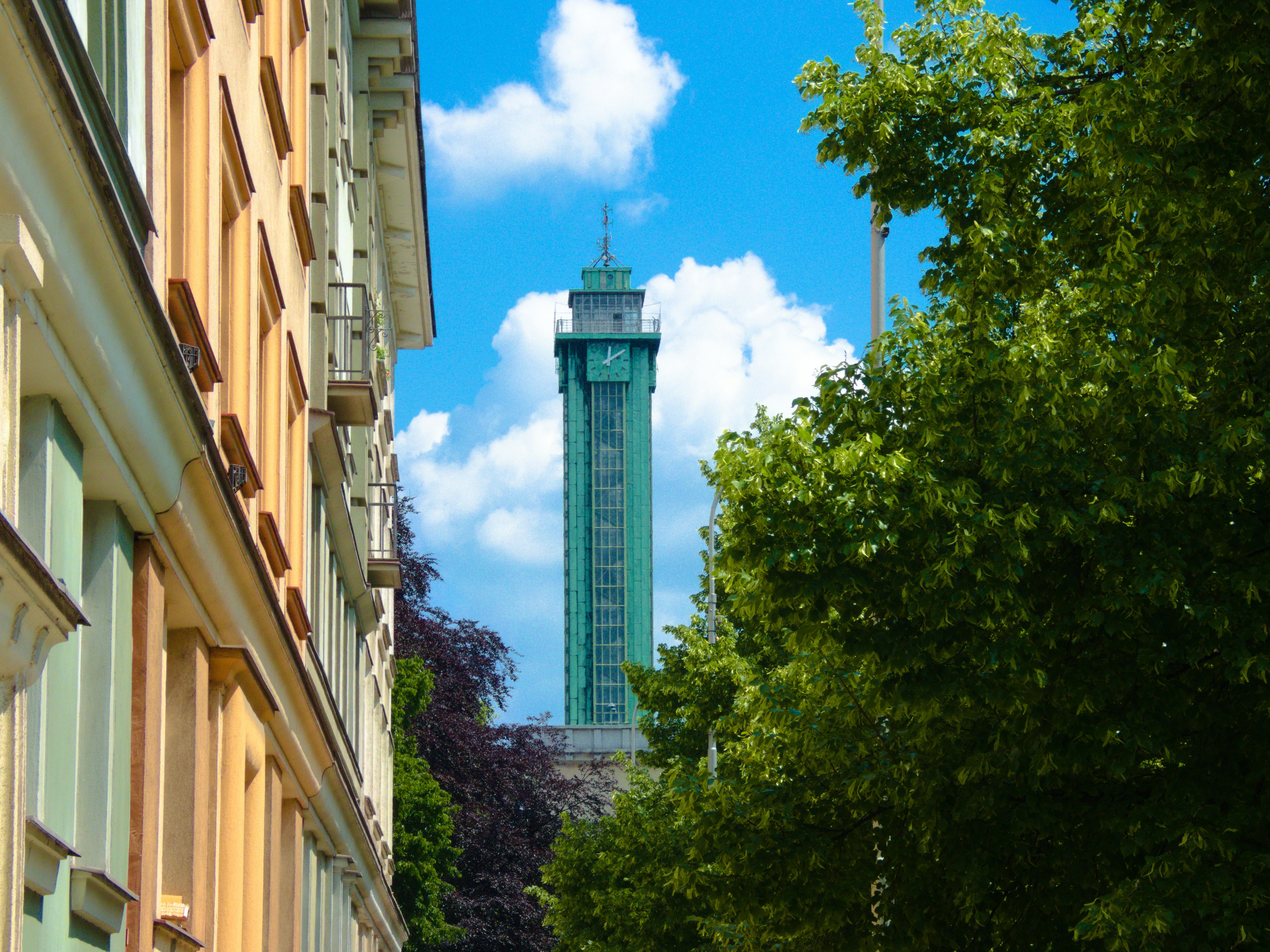 Urban Cathedral: Tower Piercing the Blue Skyline