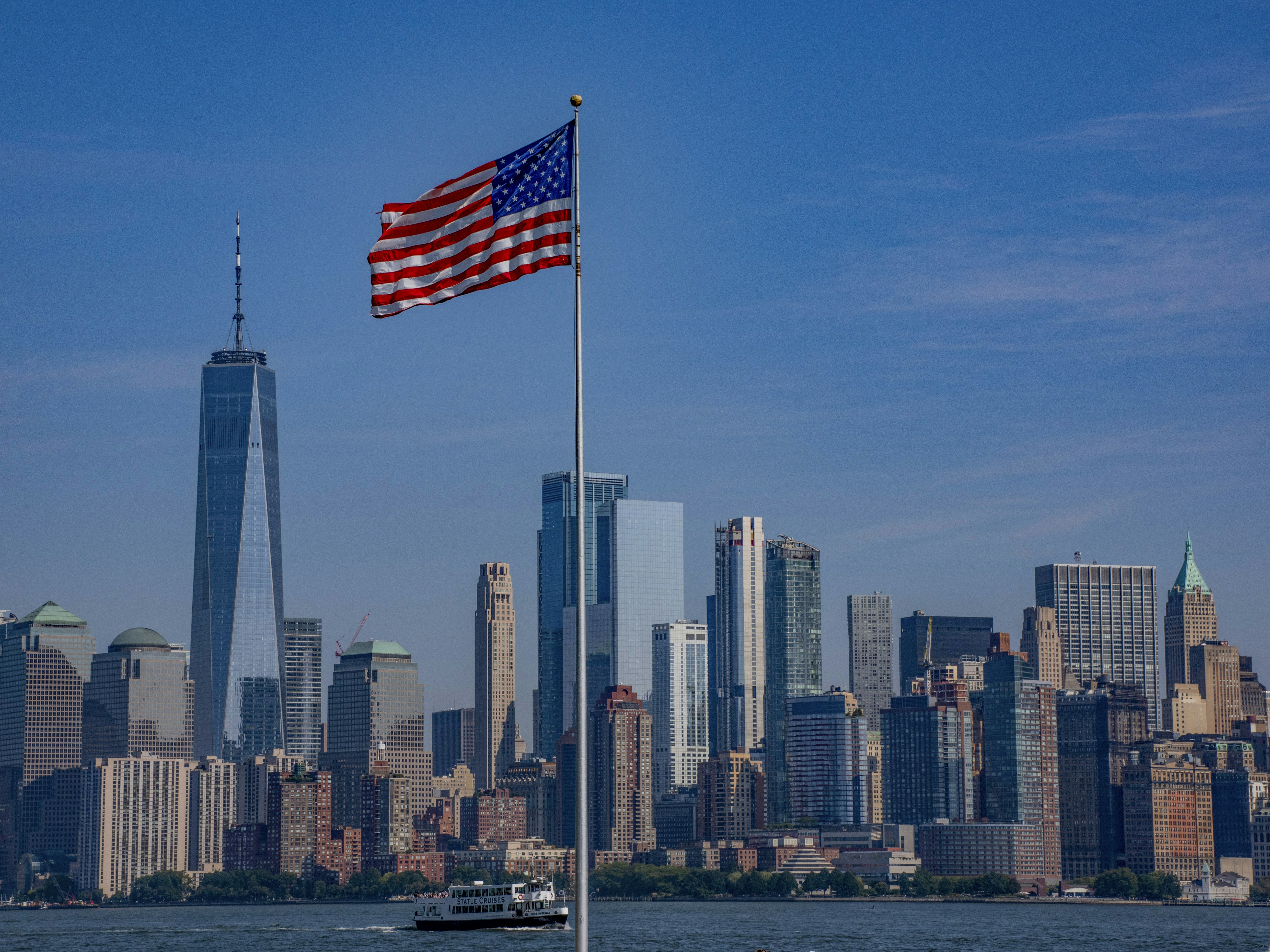 Stars, Stripes, and Skyline: A Flag Over Lower Manhattan
