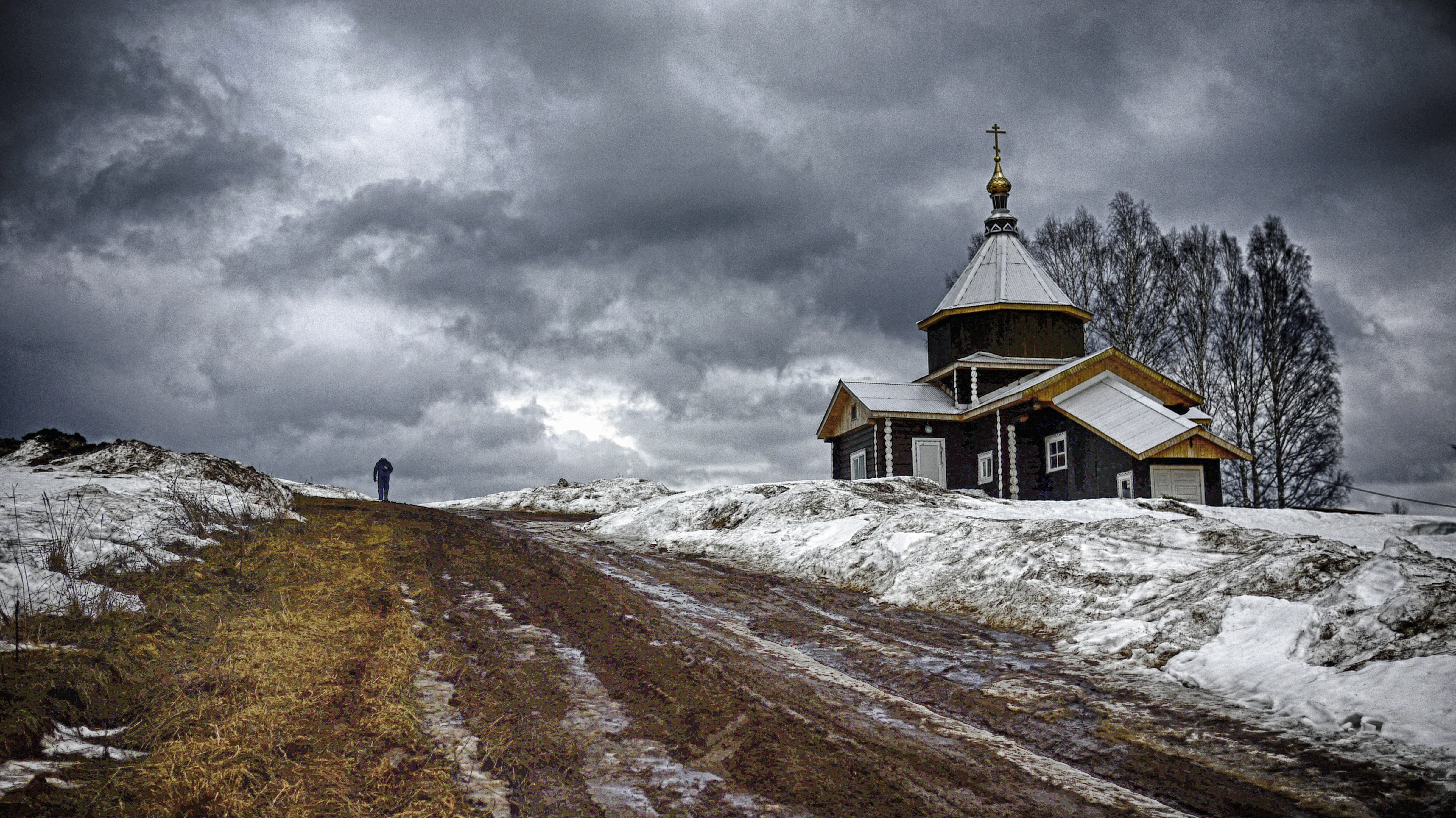 Snowlit Path to a Quiet Chapel