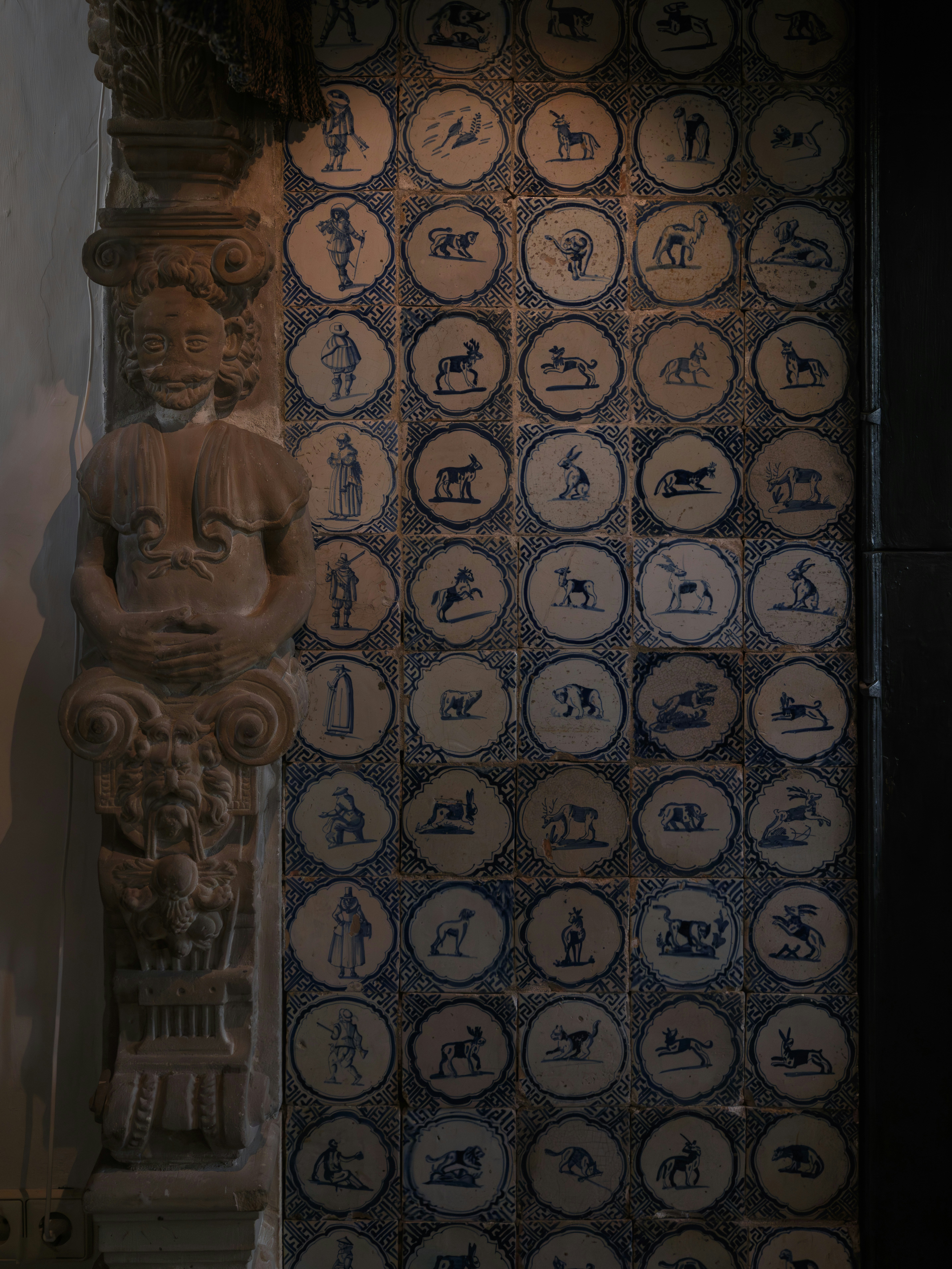 Ancient Tilework and Carved Sentinel