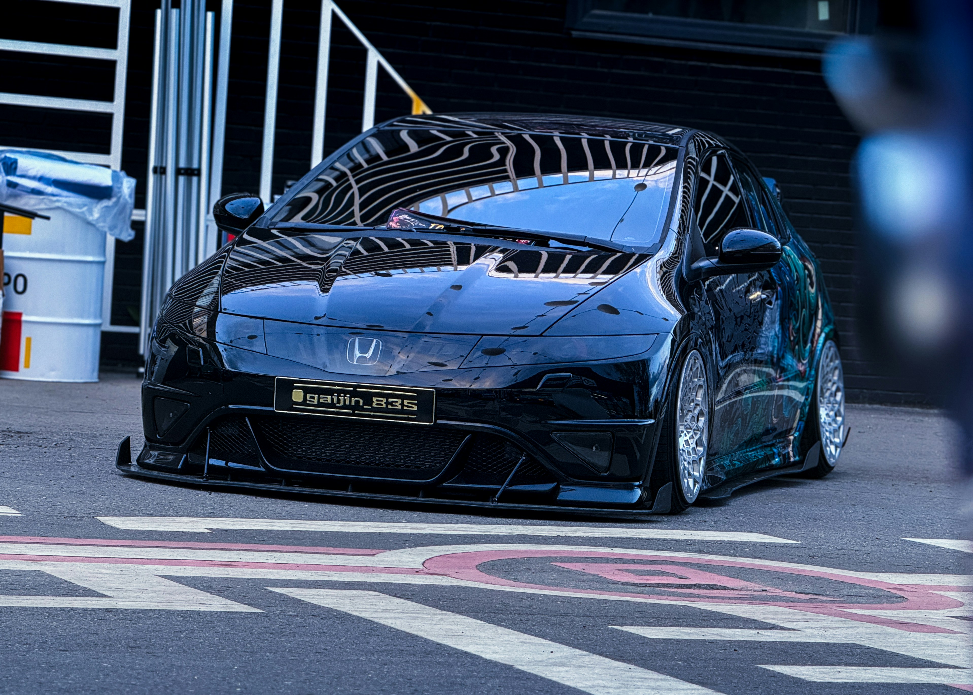 Low-angle Black Edition: Honda Civic Style Mastery
