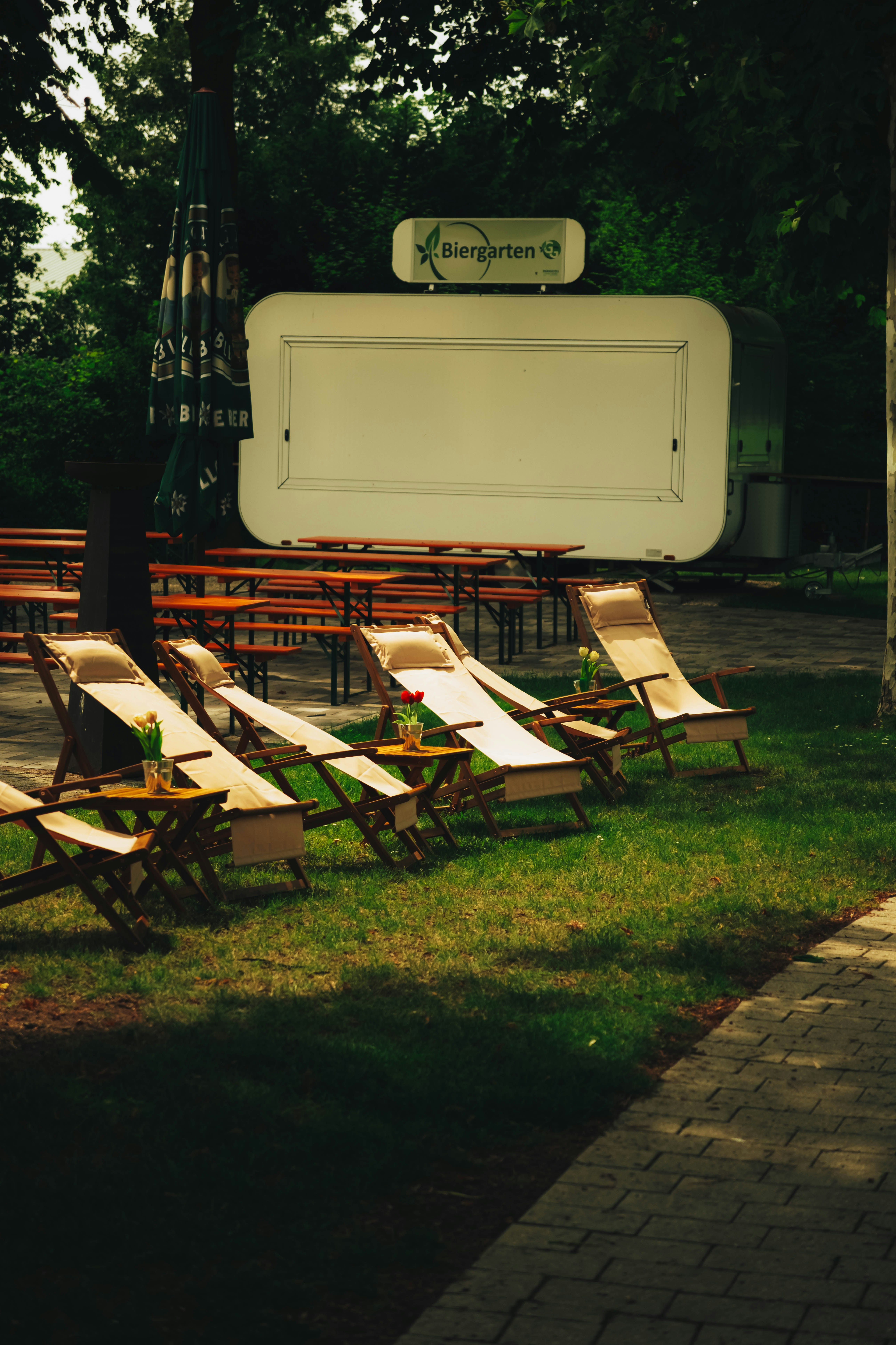 Sunlit Terrace of Quiet Beer Garden